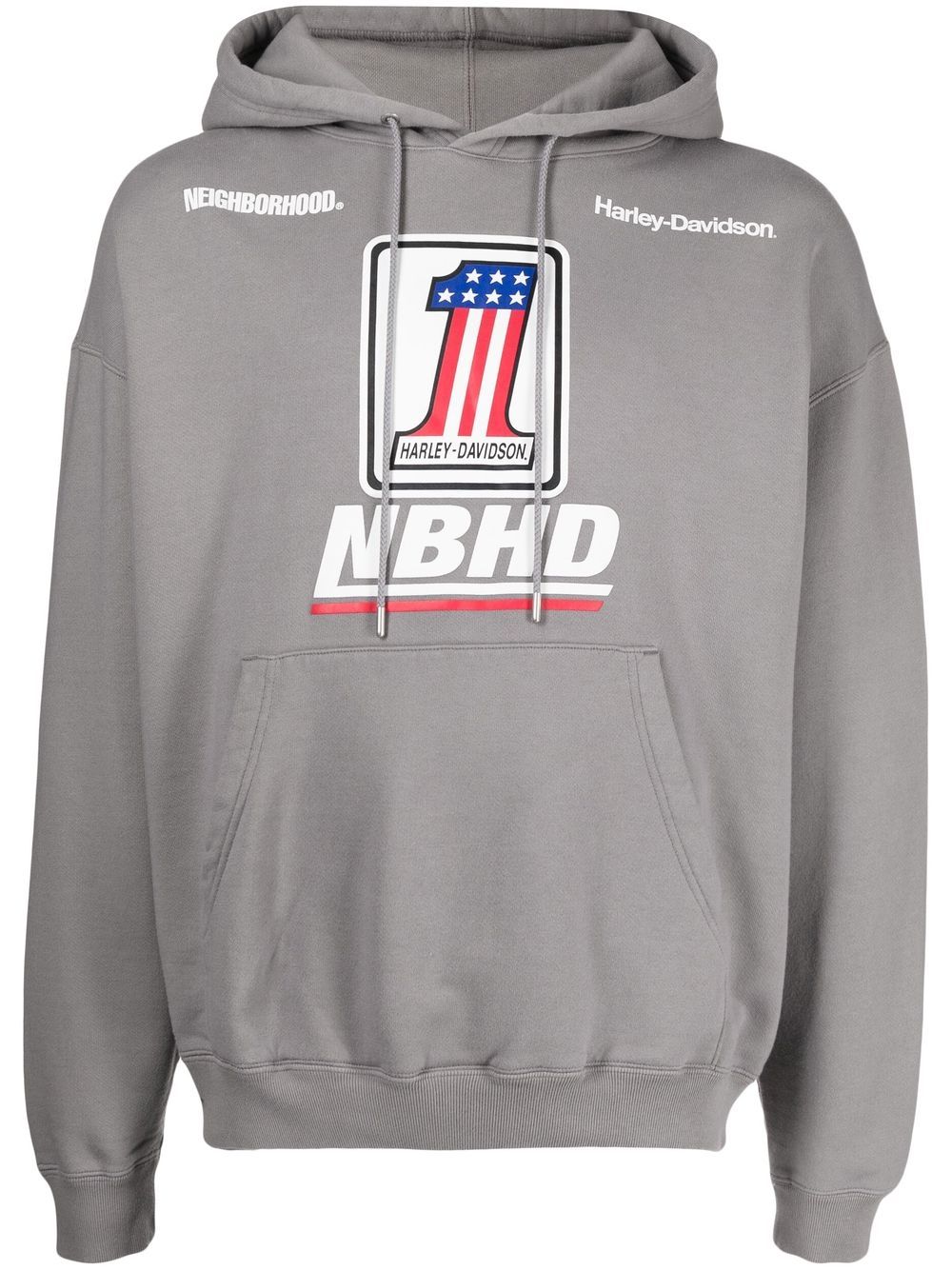 Neighborhood X Harley Davidson Logo-Print Hoodie In Grey - 45% Off