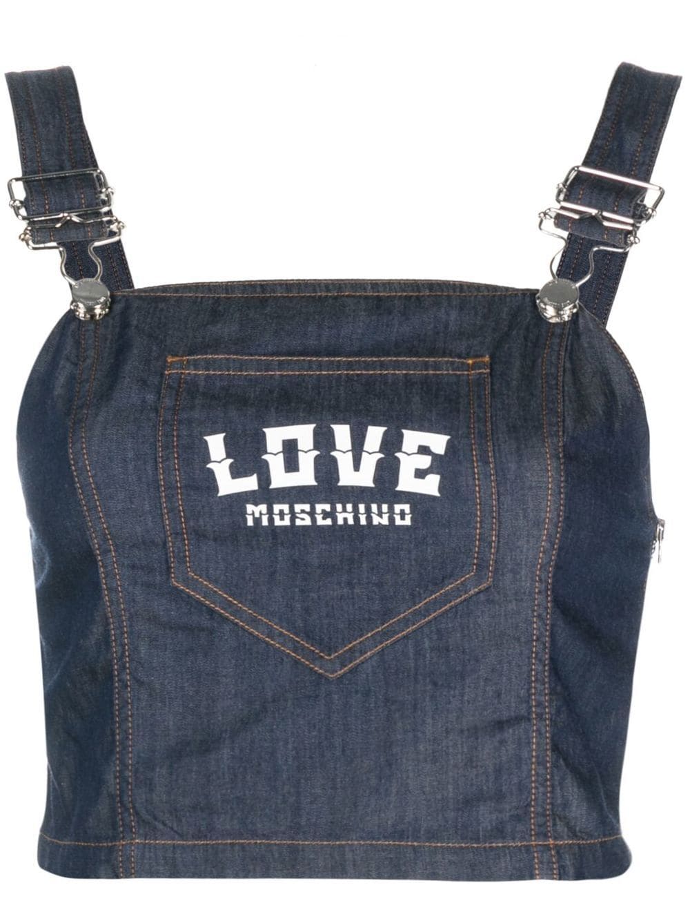 MOSCHINO Love Moschino Logo-Print Denim Top