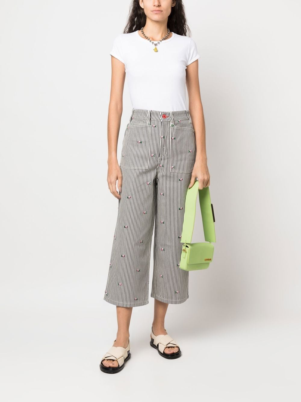 KENZO Kenzo Floral Embroidered Cropped Jeans