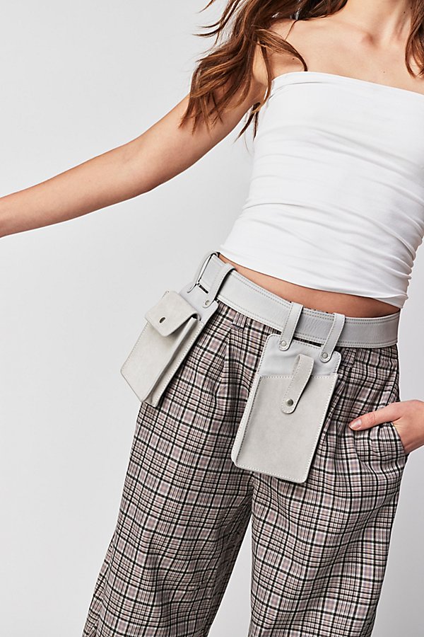 Free People Geralt Pocket Belt- S. Gray Mixed Leather & Suede FREE PEOPLE FP Collection - Geralt Pocket Belt | endource main image 2