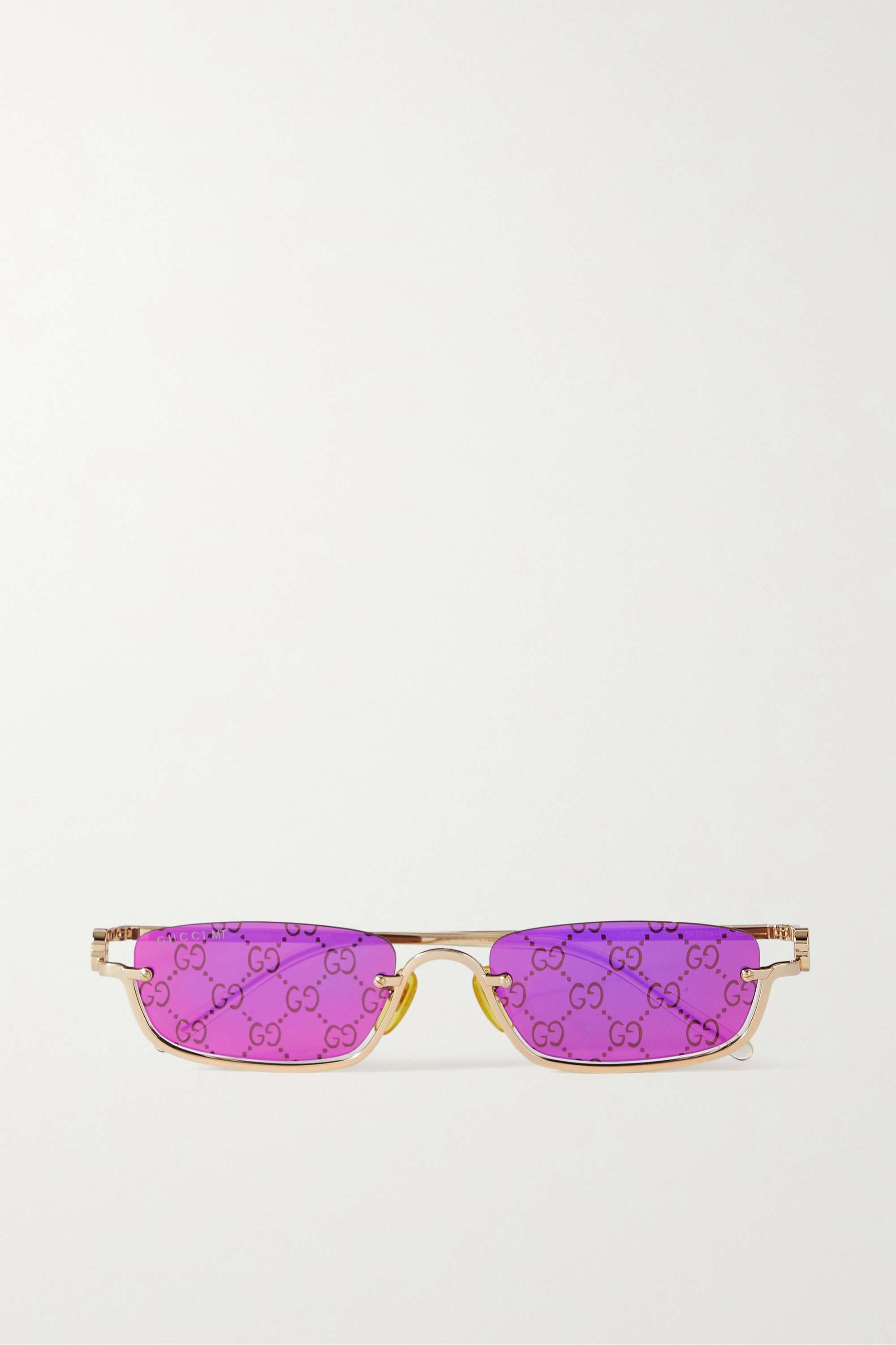 Gucci Gold Frame Sunglasses with Purple Logo Lenses All new GUCCI sunglass new season article get ready to slay  main image 3