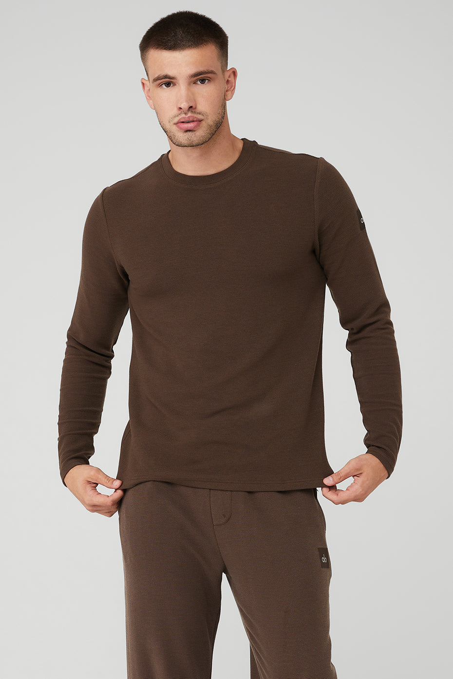 Alo Yoga Micro Waffle Fast Break Long Sleeve Tee - Black