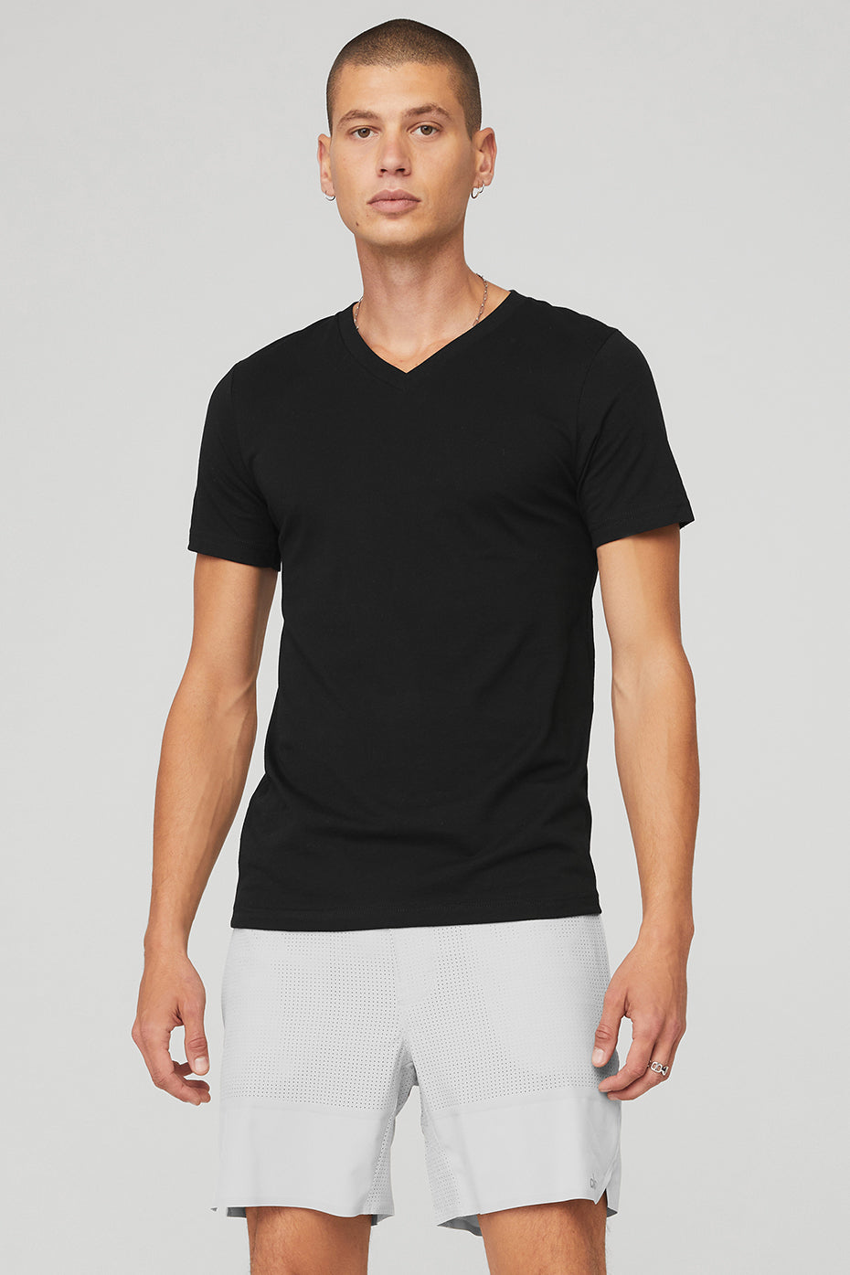Alo Yoga The Triumph V-Neck T-Shirt - Black | Editorialist