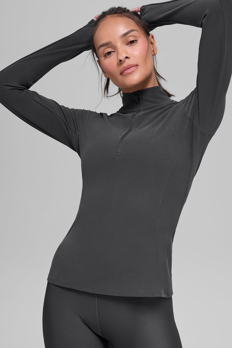 Alo Yoga Alosoft 1/2 Zip Rapid Pullover Top - Anthracite - 31% Off