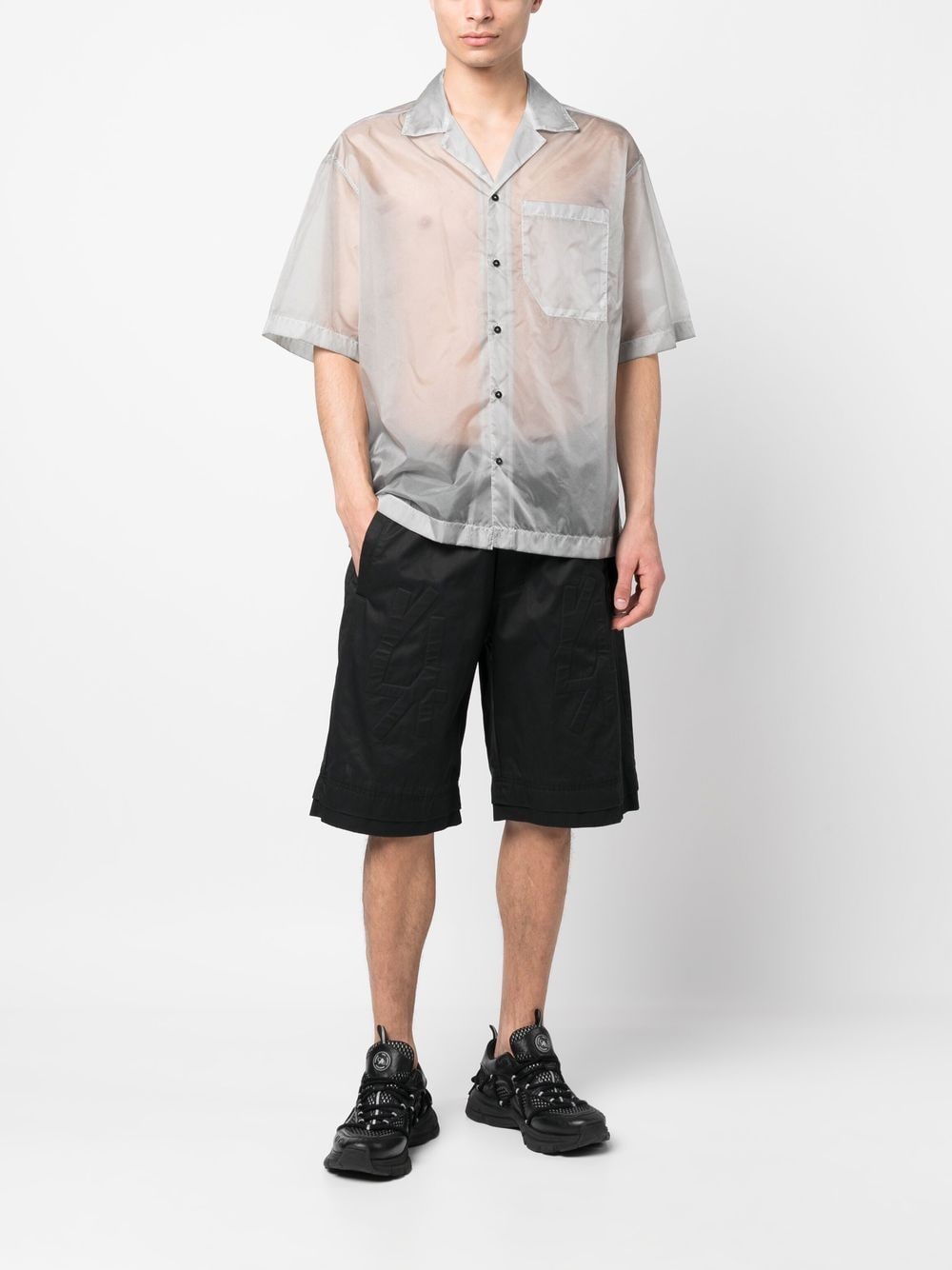 44 LABEL GROUP 44 LABEL GROUP Embossed-Logo Knee-Length Shorts