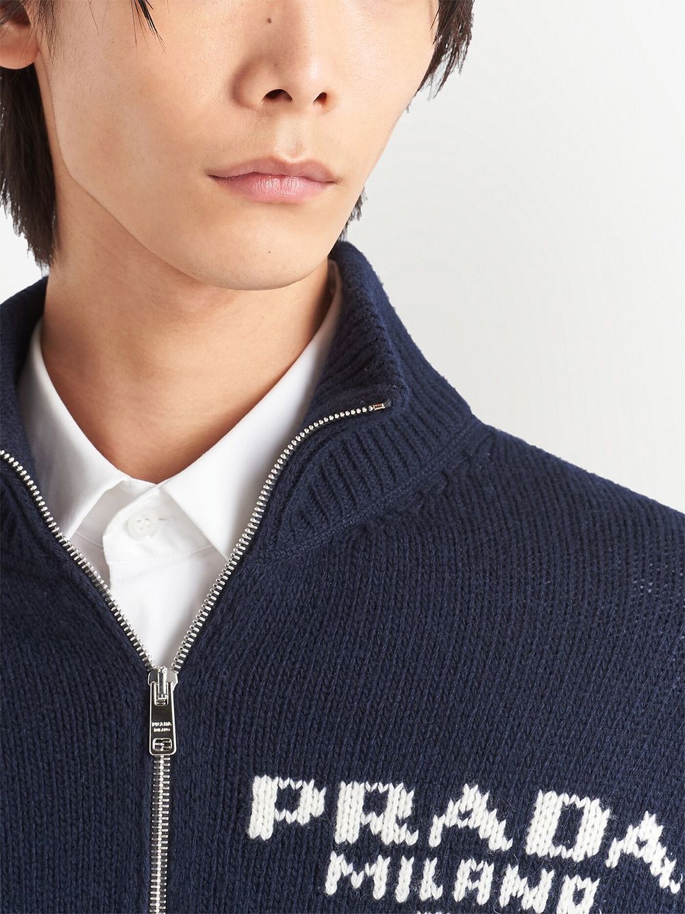 PRADA ハイゲージニットポロ　ネイビー 中古・古着通販】PRADA (プラダ) ニットポロシャツ ネイビー サイズ:48