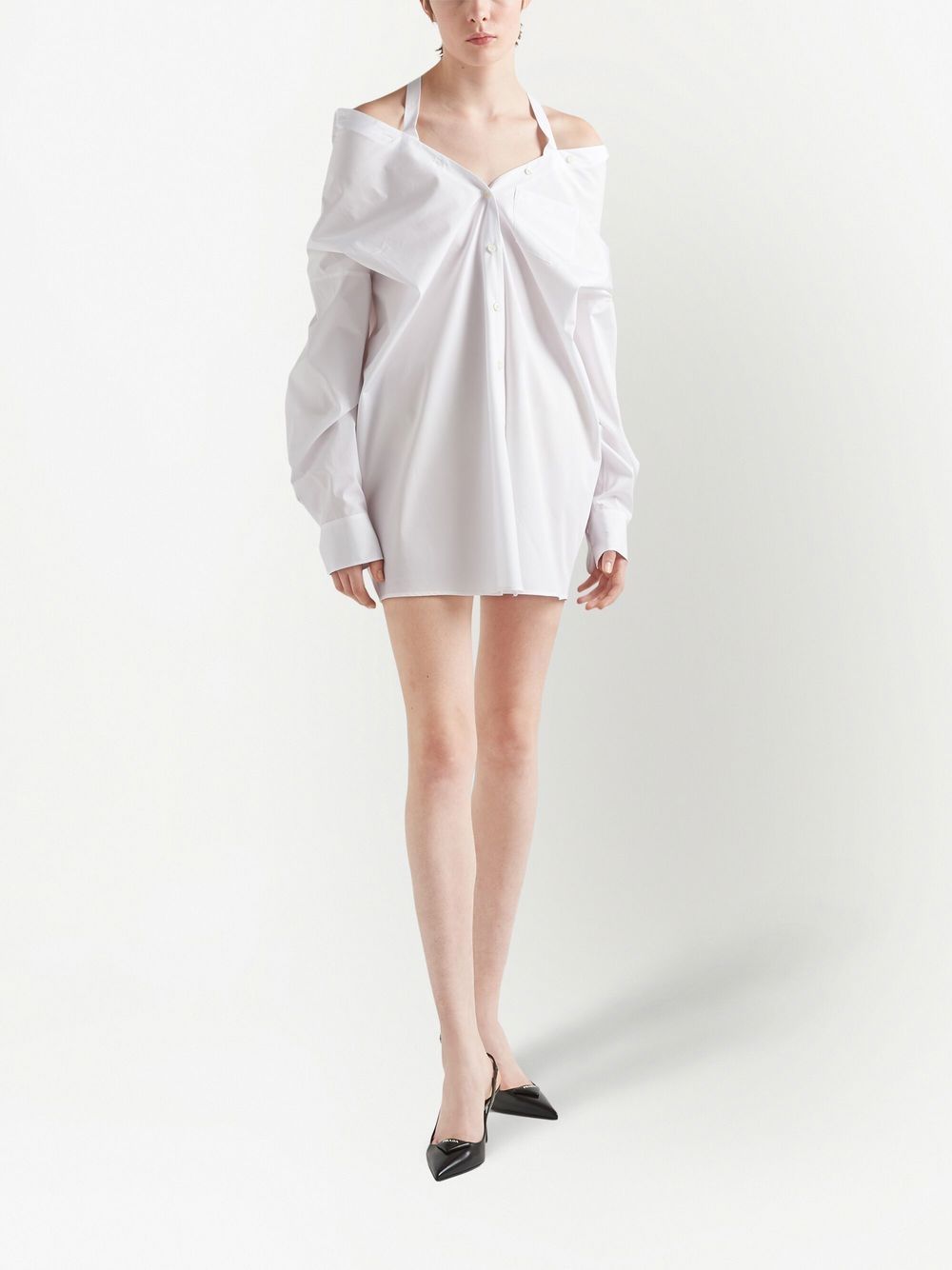 PRADA Prada Off-Shoulder Shirt Dress