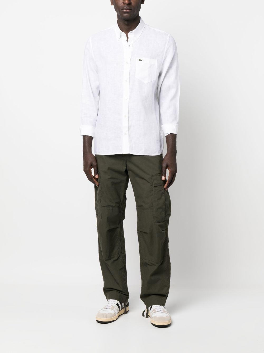 LACOSTE logo-embroidered button-down shirt