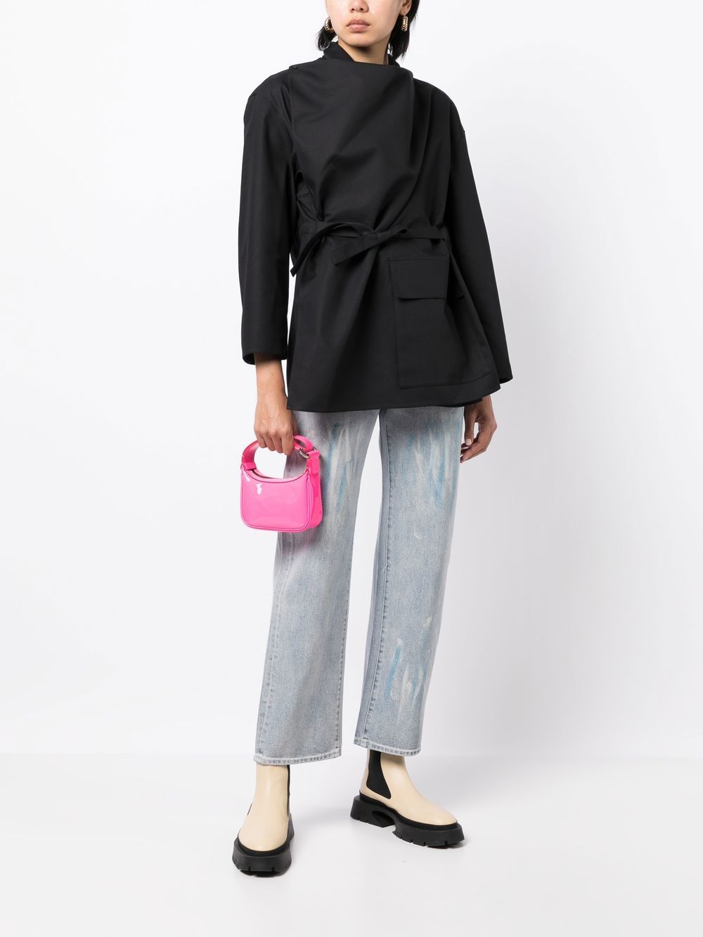 JNBY Asymmetrical Layered Tie-Waist Jacket