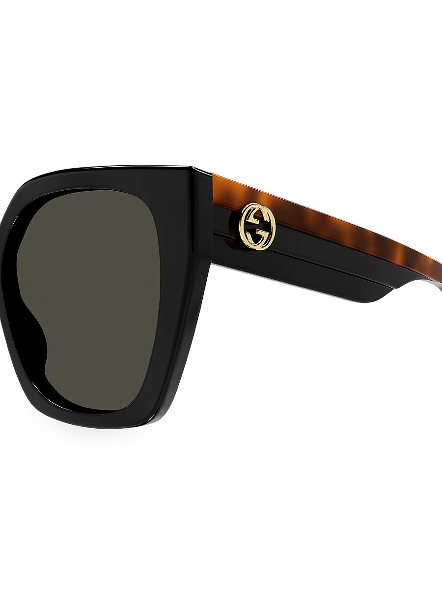 Gucci Web Studi 55mm Butterfly Sunglasses - Black | Editorialist display picture 1