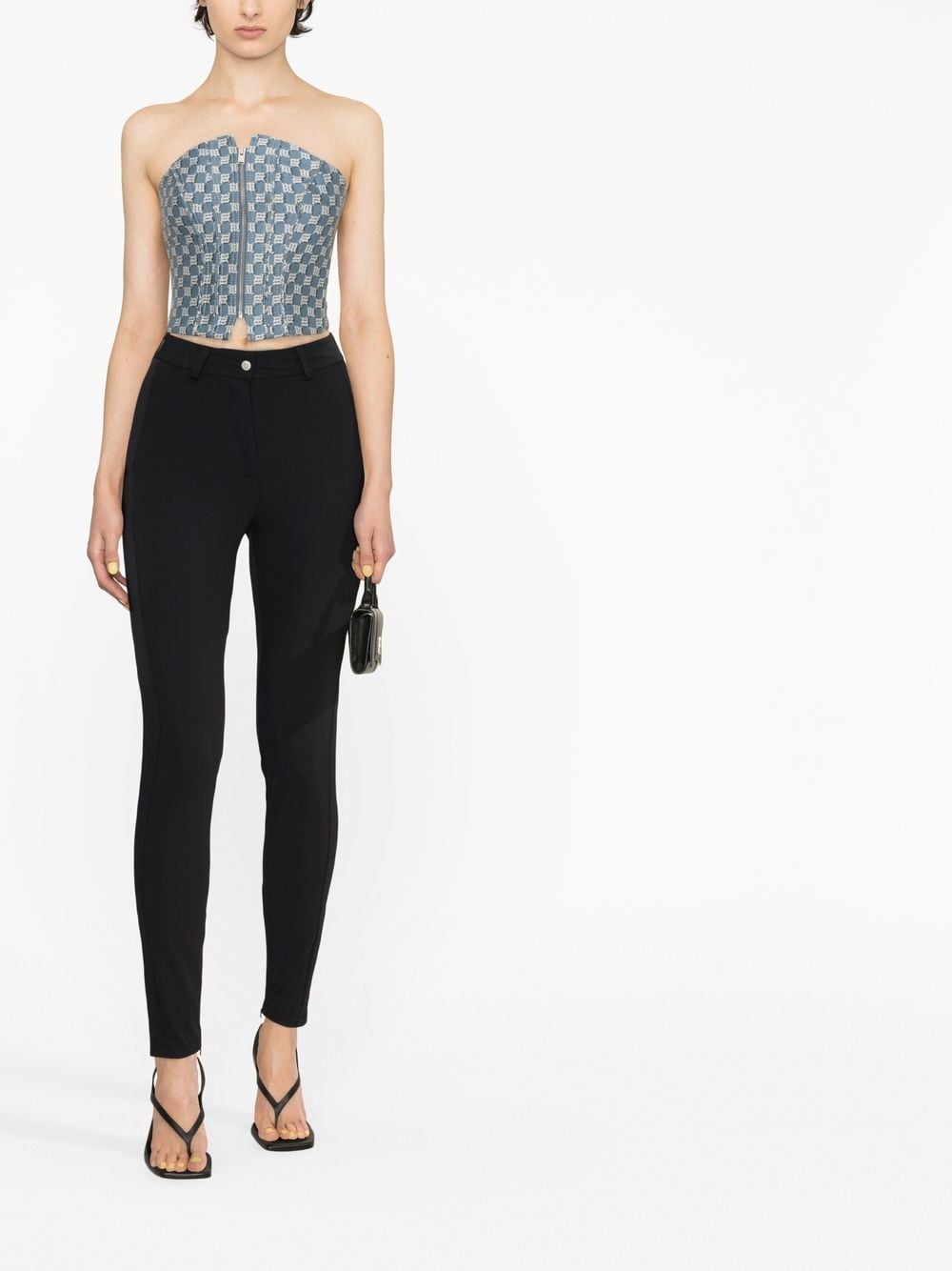 MISBHV Monogram-Jacquard Strapless Corset Top