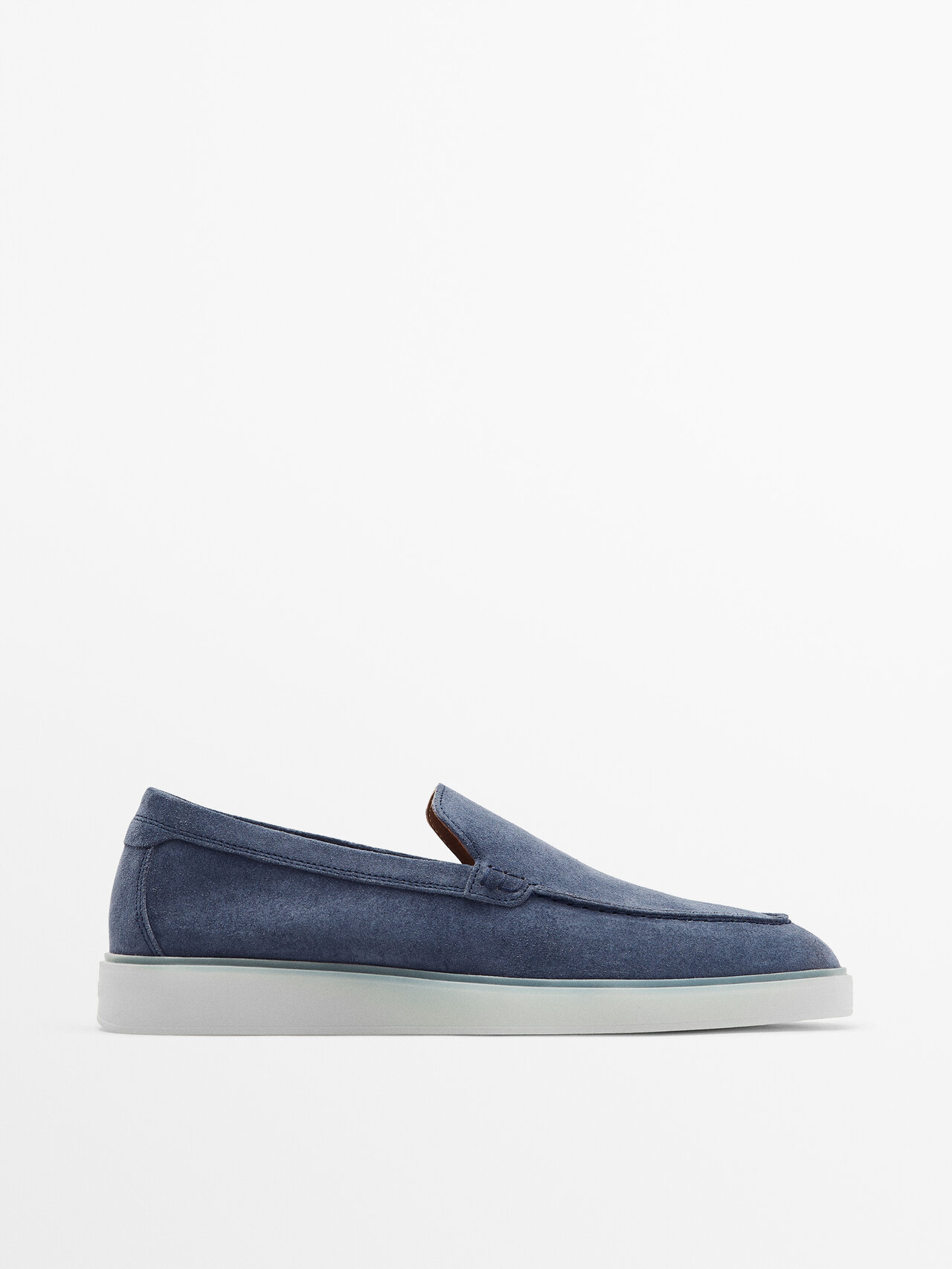 Massimo Dutti Split Suede Translucent Sole Loafers In Faded  display picture 1