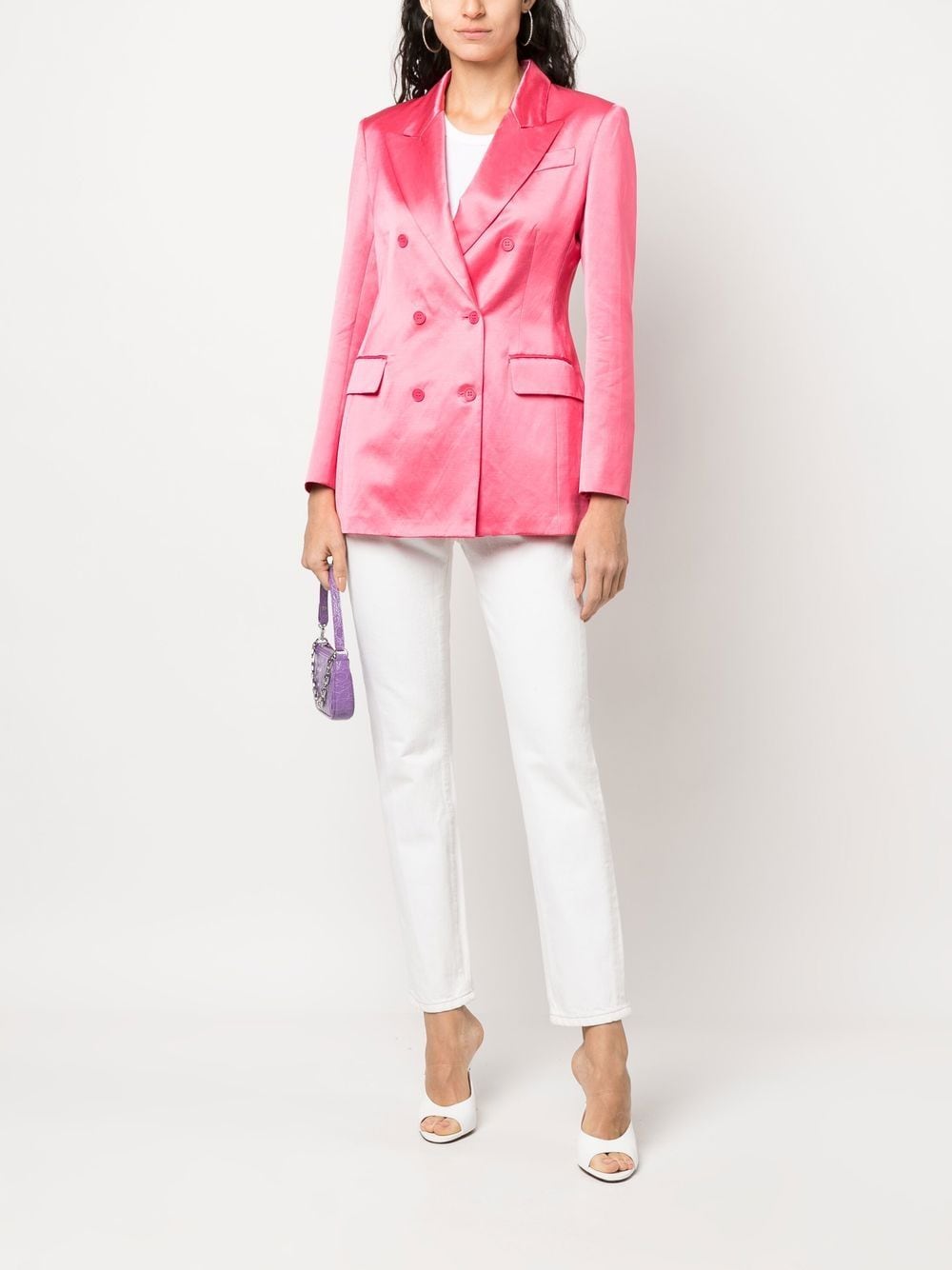 P.A.R.O.S.H P.A.R.O.S.H. Satin Finish Double-Breasted Blazer
