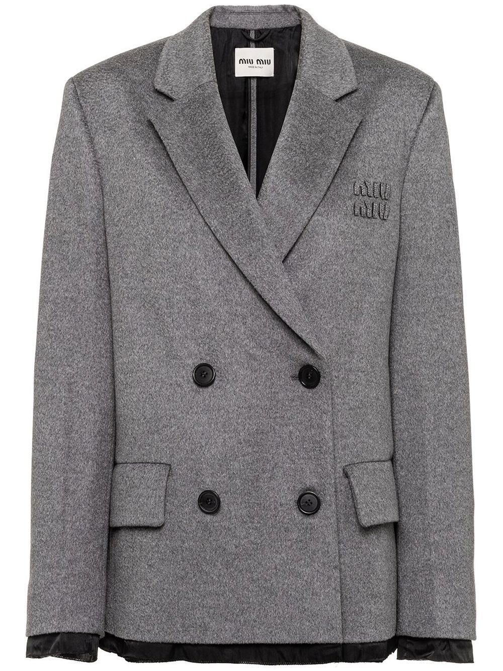 Miu Miu Double-Breasted Suit Jacket - Grey | Editorialist