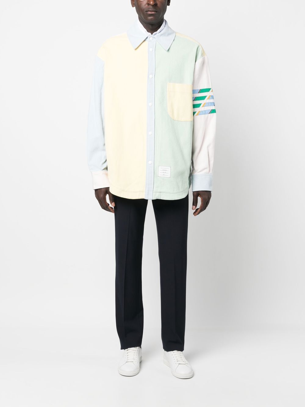 THOM BROWNE panelled-design pastel shirt