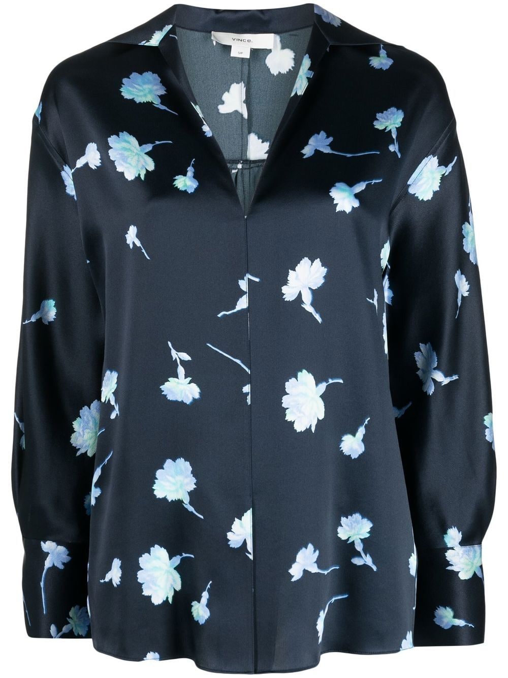 VINCE Vince Floral Print Silk Blouse