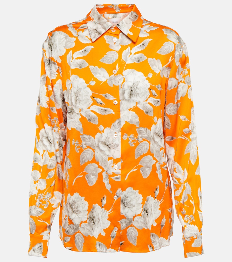 ERDEM Erdem Lillia Floral Satin Blouse