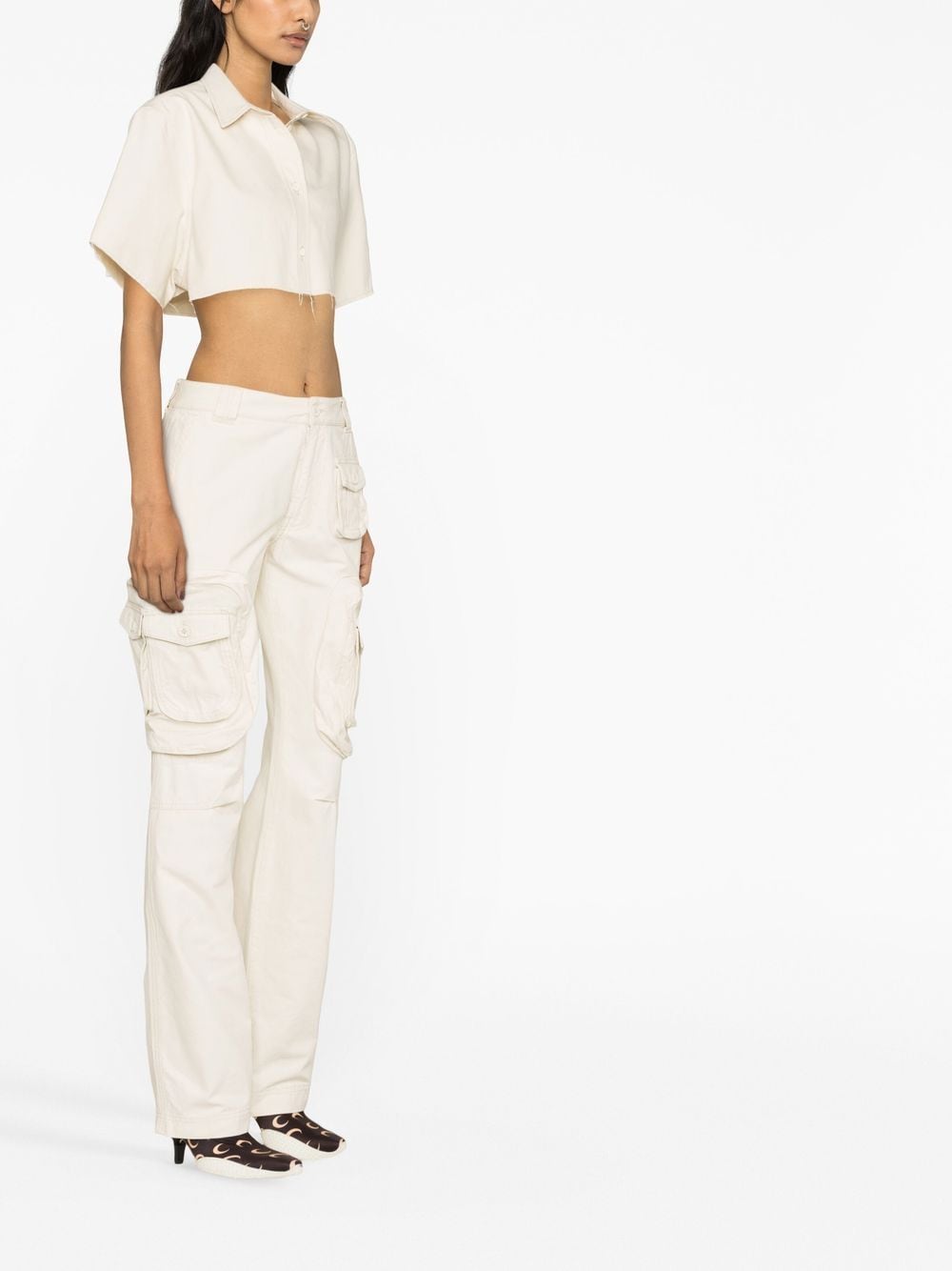 HERON PRESTON Ex-Ray Canvas Cropped Shirt