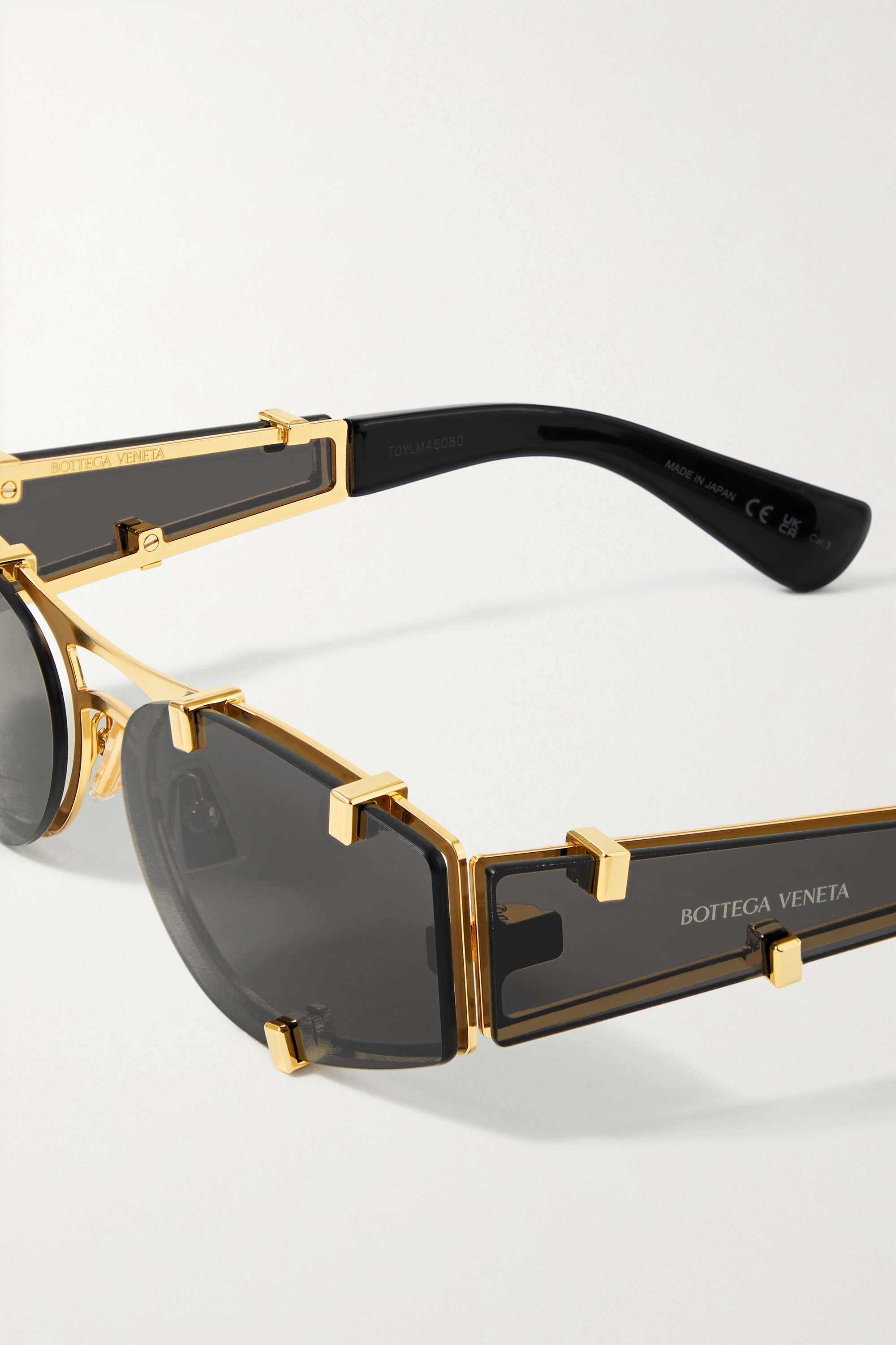 Bottega Veneta New Black Gold Cat Eye Sunglasses Yellow Tinted Lens Bottega Veneta BV1346S 001 Sunglasses - US main image 3