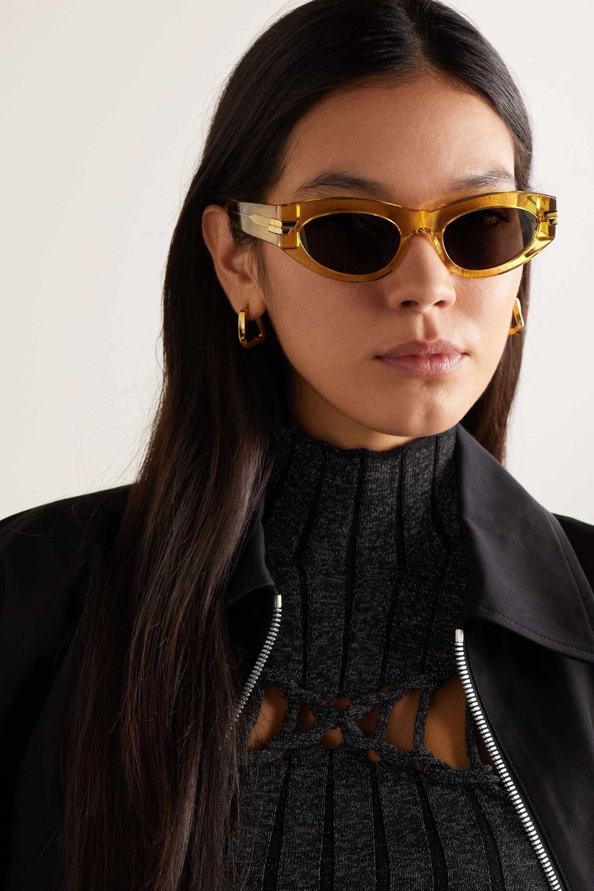 Bottega Veneta Cat-Eye Acetate And Gold-Tone Sunglasses  display picture 1