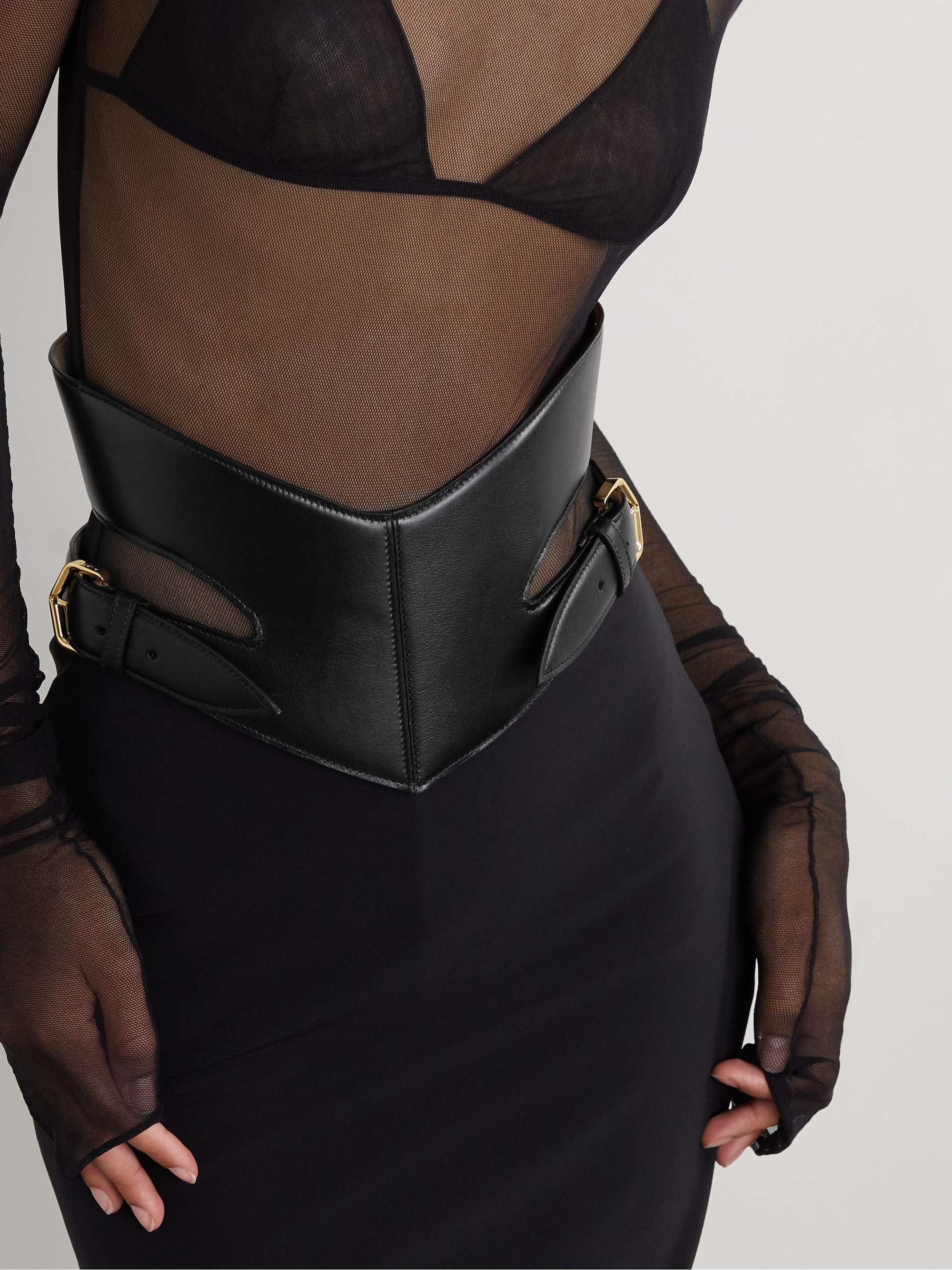 New ALAÏA cutout leather waist belt ALAÏA Laser-cut leather waist belt | NET-A-PORTER main image 2
