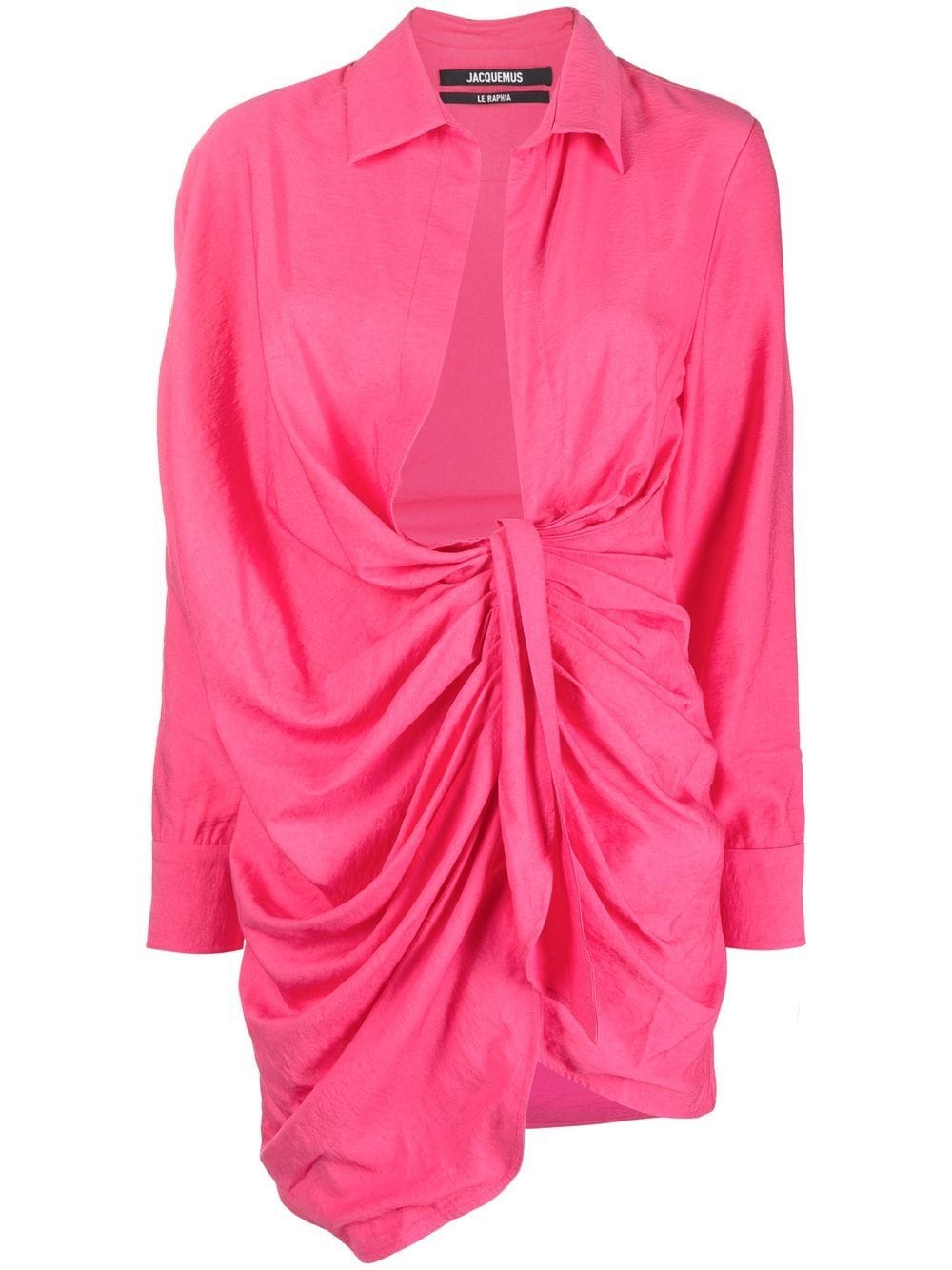 open lace back dress JACQUEMUS Pink + Green One Strap Mini Dress