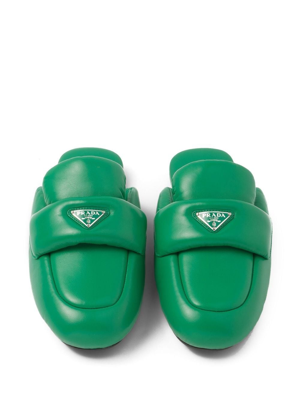 Prada Soft Nappa Leather Sabot Mules - Green | Editorialist display picture 1