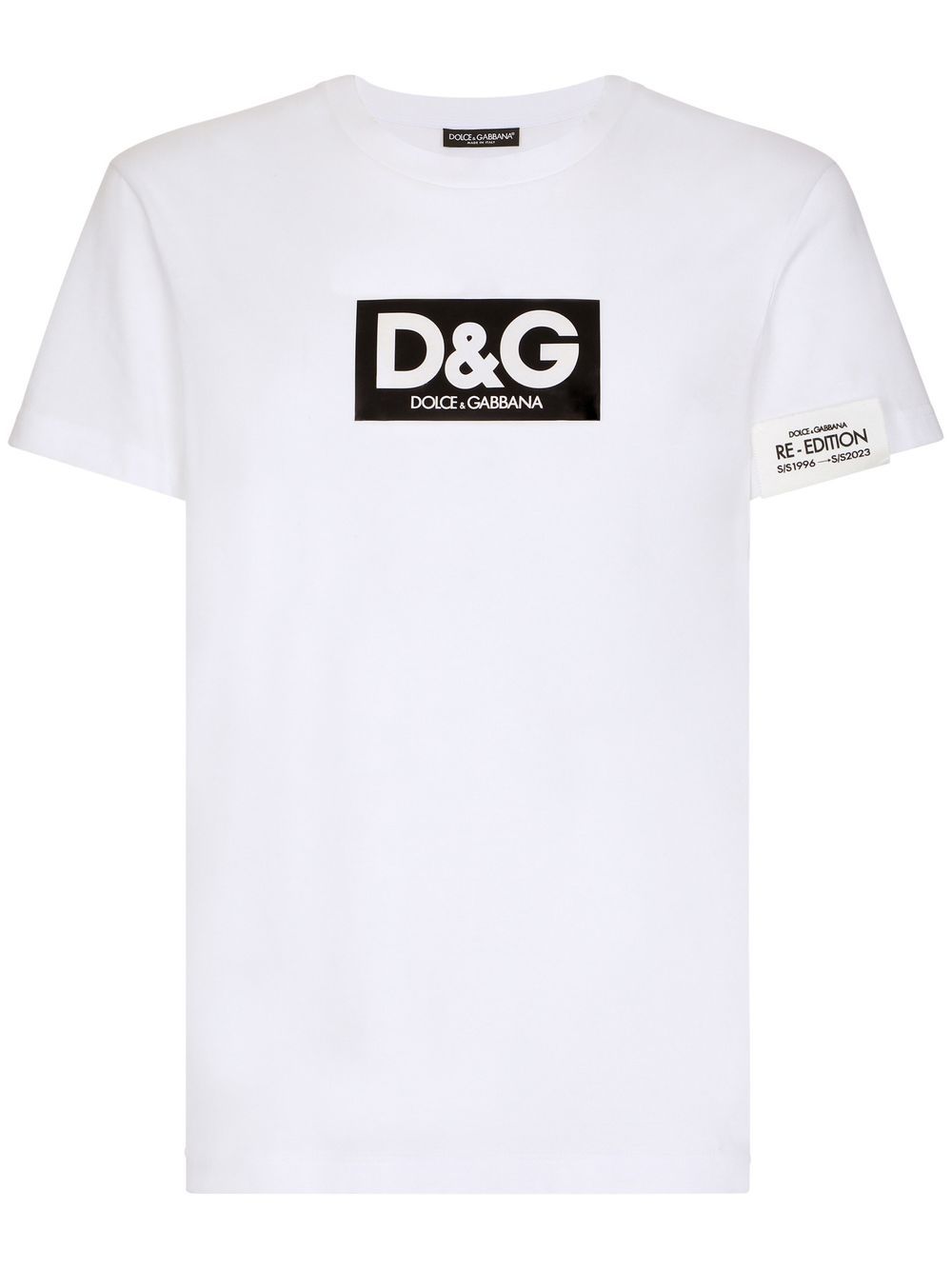 Dolce & Gabbana Logo-Patch Cotton T-Shirt - White - 30% Off