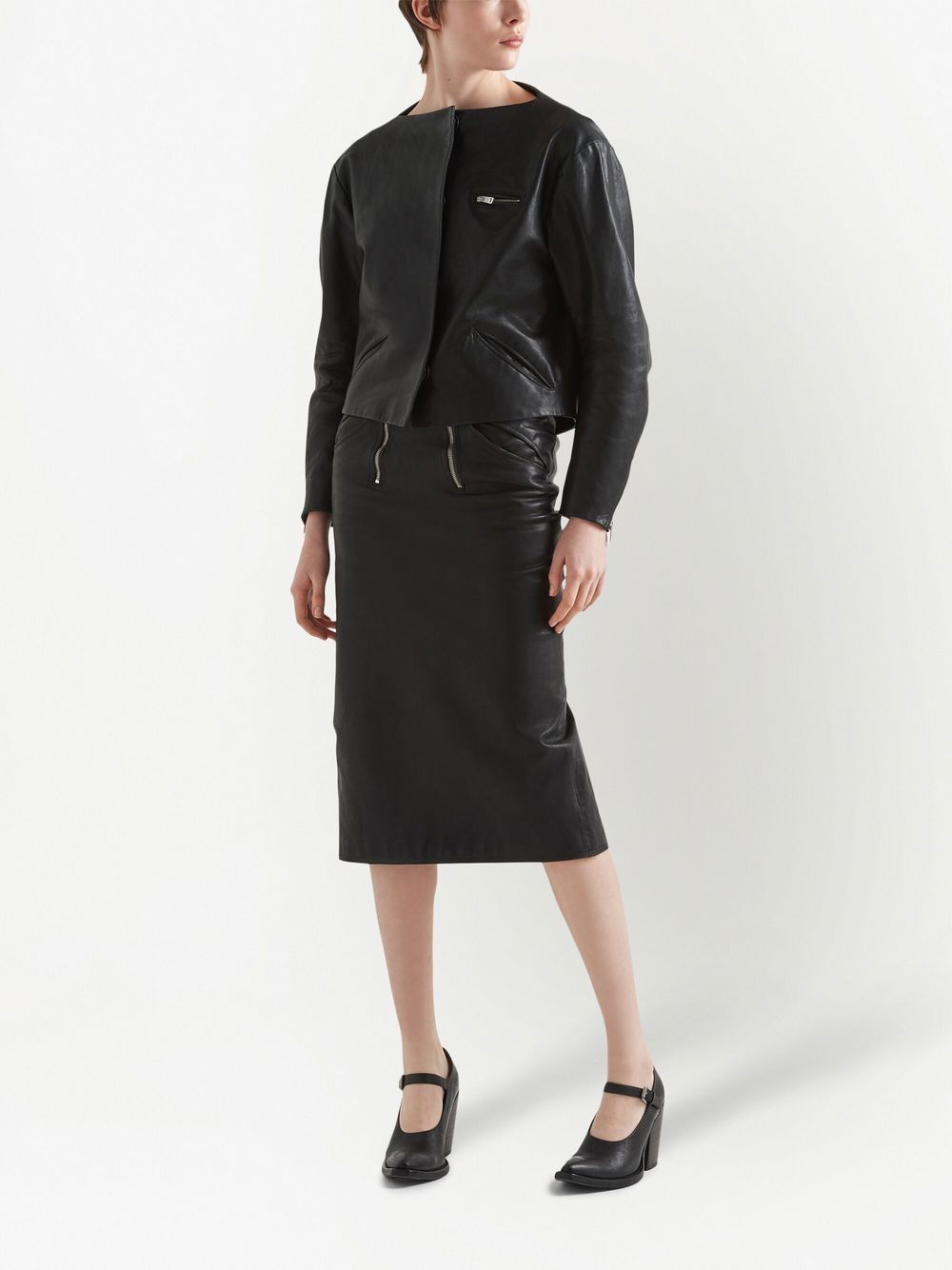 PRADA Leather Pencil Skirt
