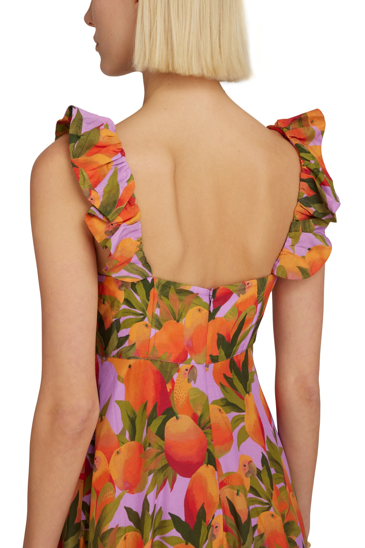 Farm Rio Macaws Long Dress In Mango_macaws_lilac - 50% Off | Editorialist