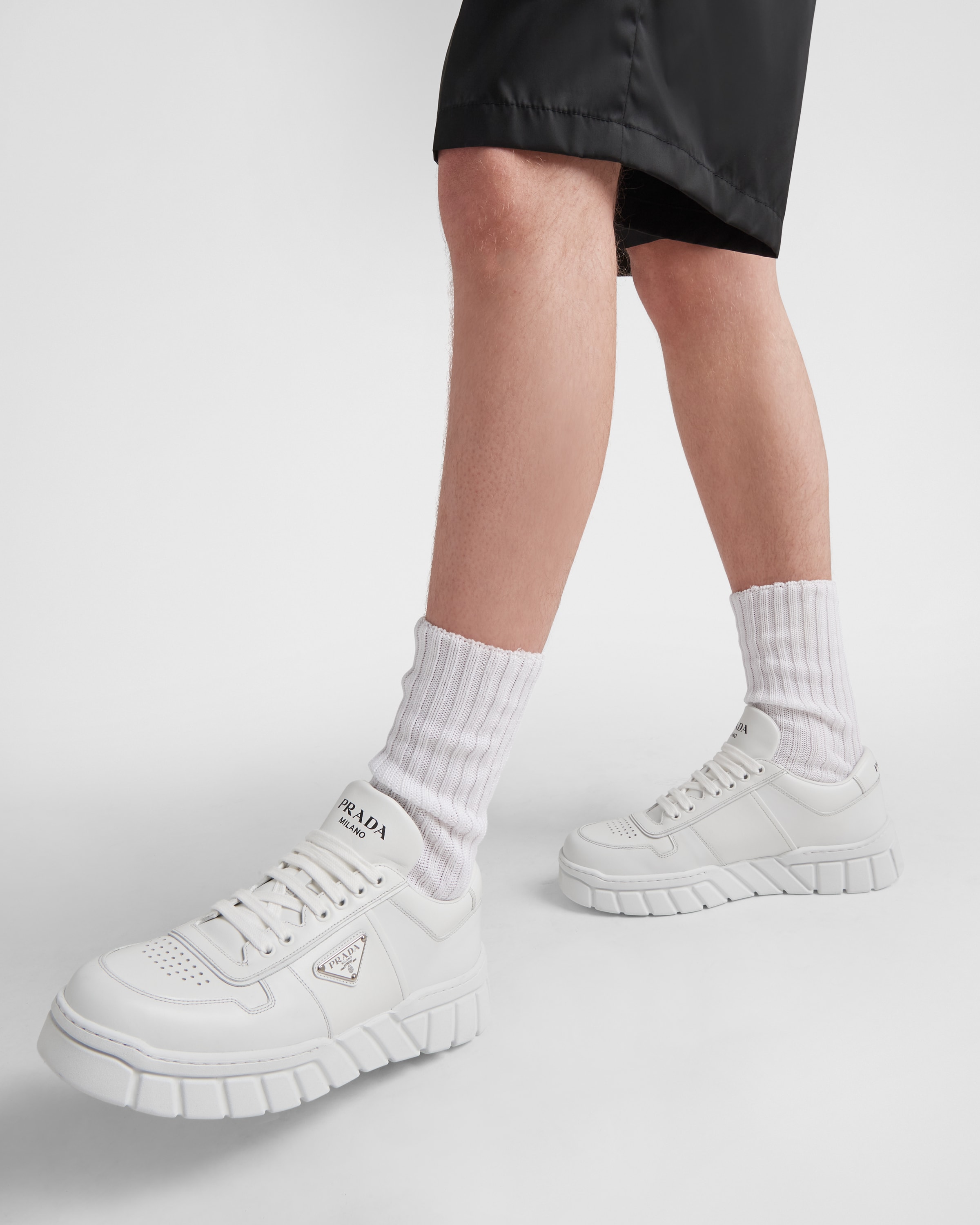 Prada Leather Sneakers - White | Editorialist