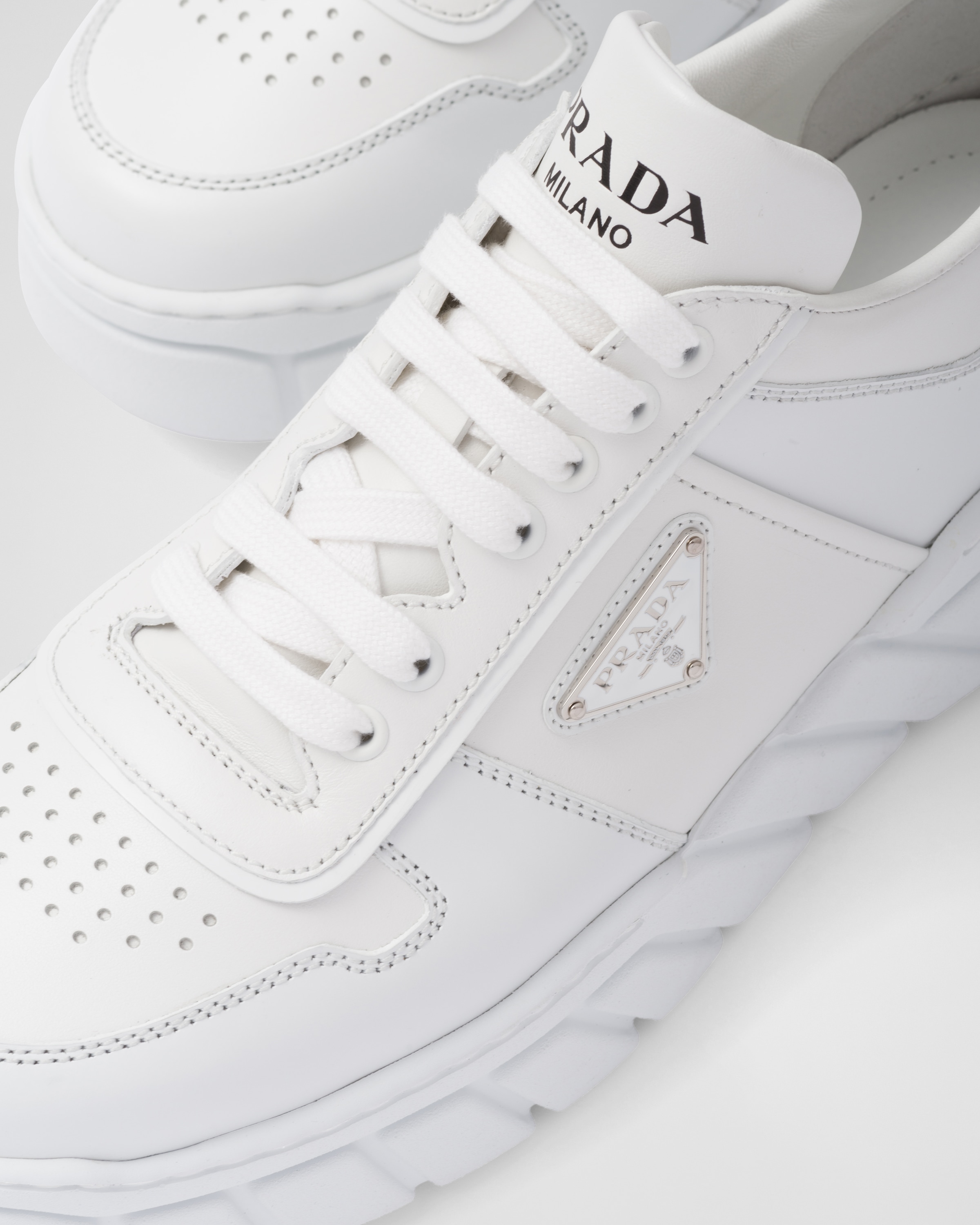 Prada Leather Sneakers - White | Editorialist