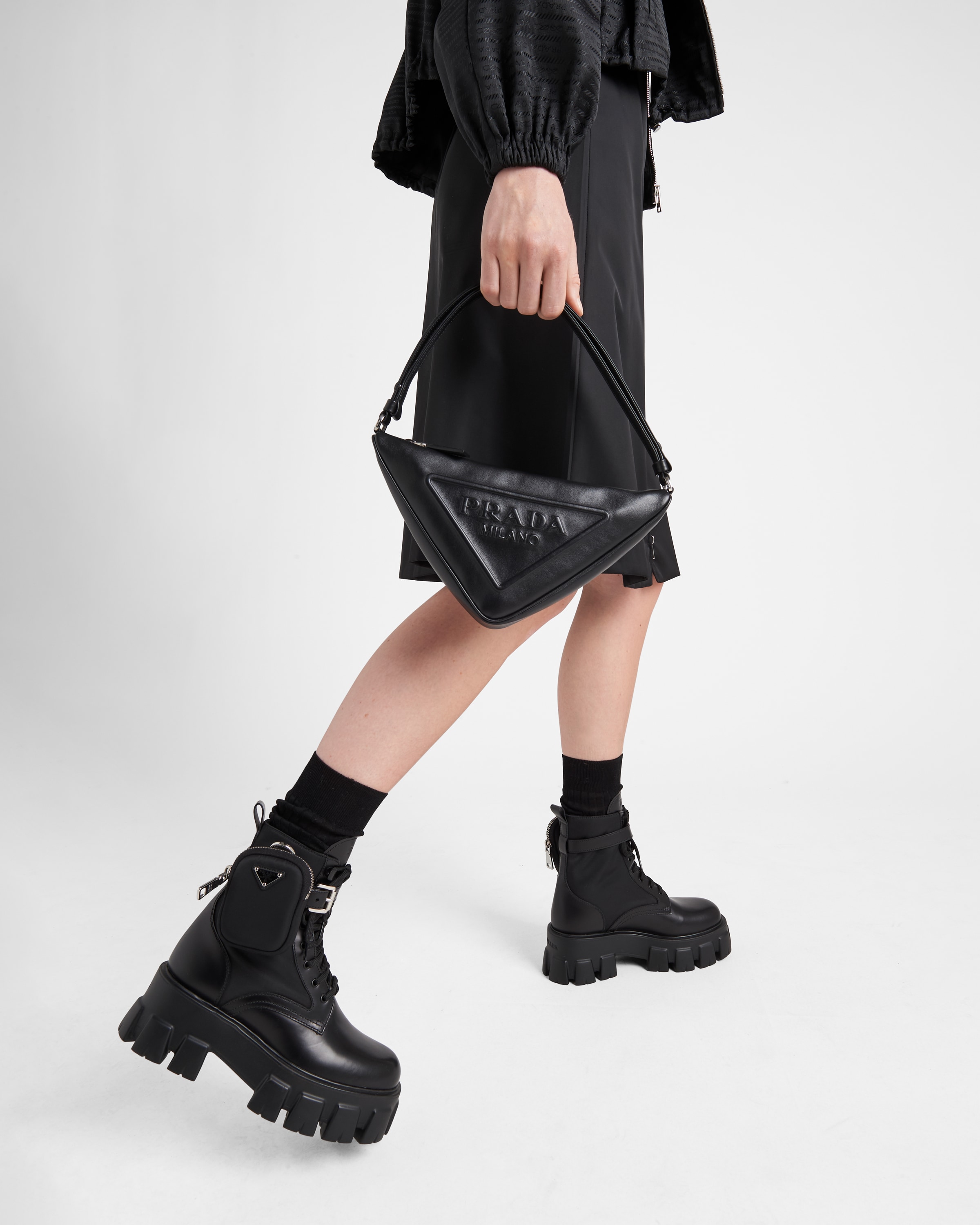 Prada Monolith Boots Outfit Prada Combat Sneakers Avid Monolith
