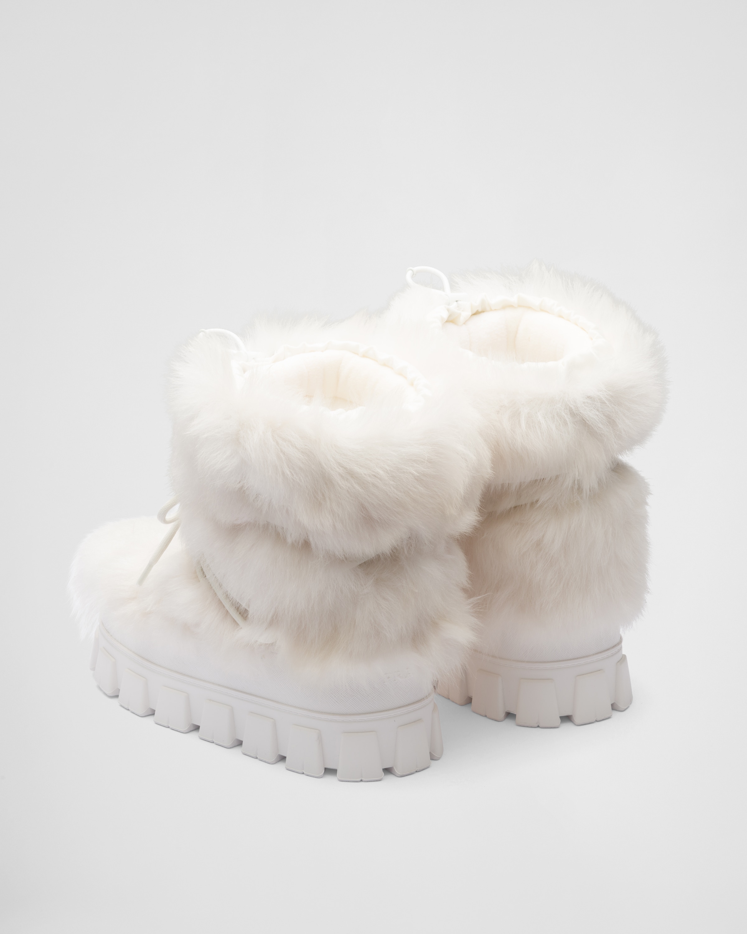 Prada Shearling Apres-Ski Boots - White | Editorialist