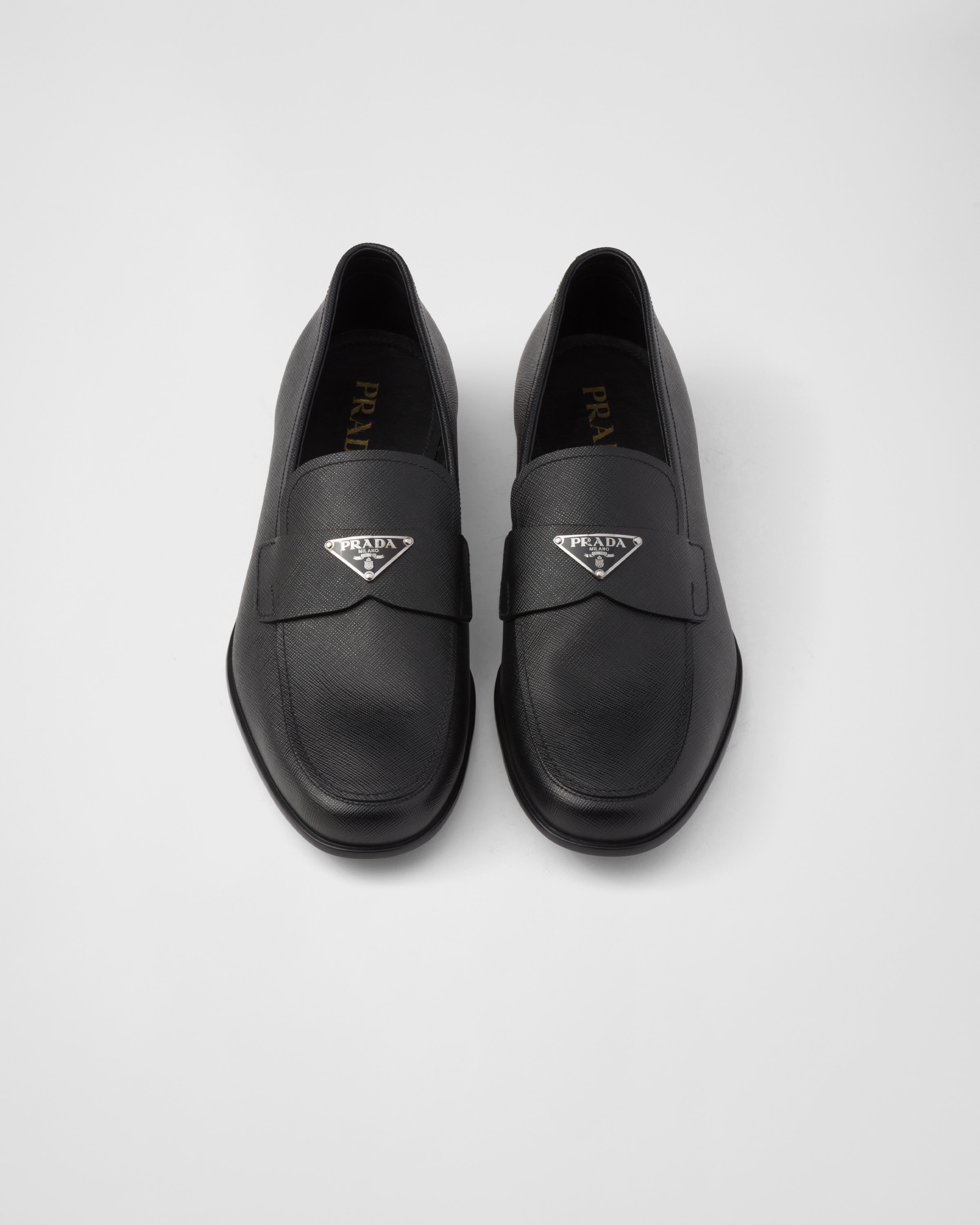 Prada Saffiano Leather Loafers - Black | Editorialist display picture 2