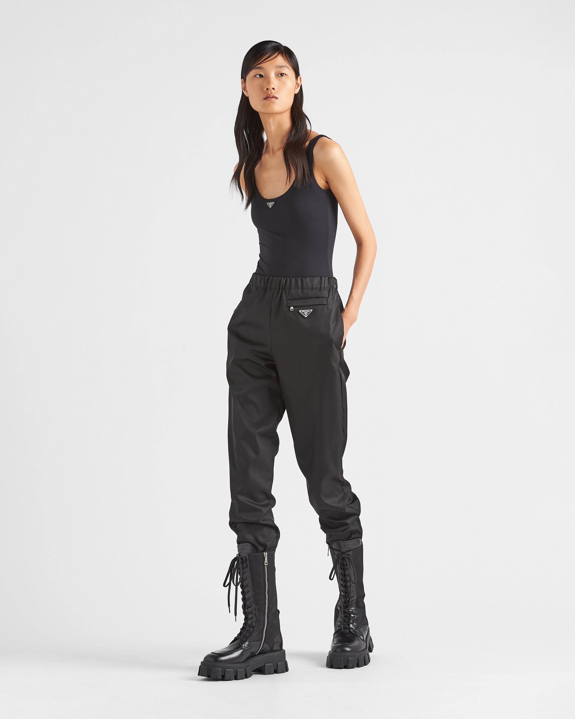 Prada Re-Nylon Gabardine Pants - Black | Editorialist