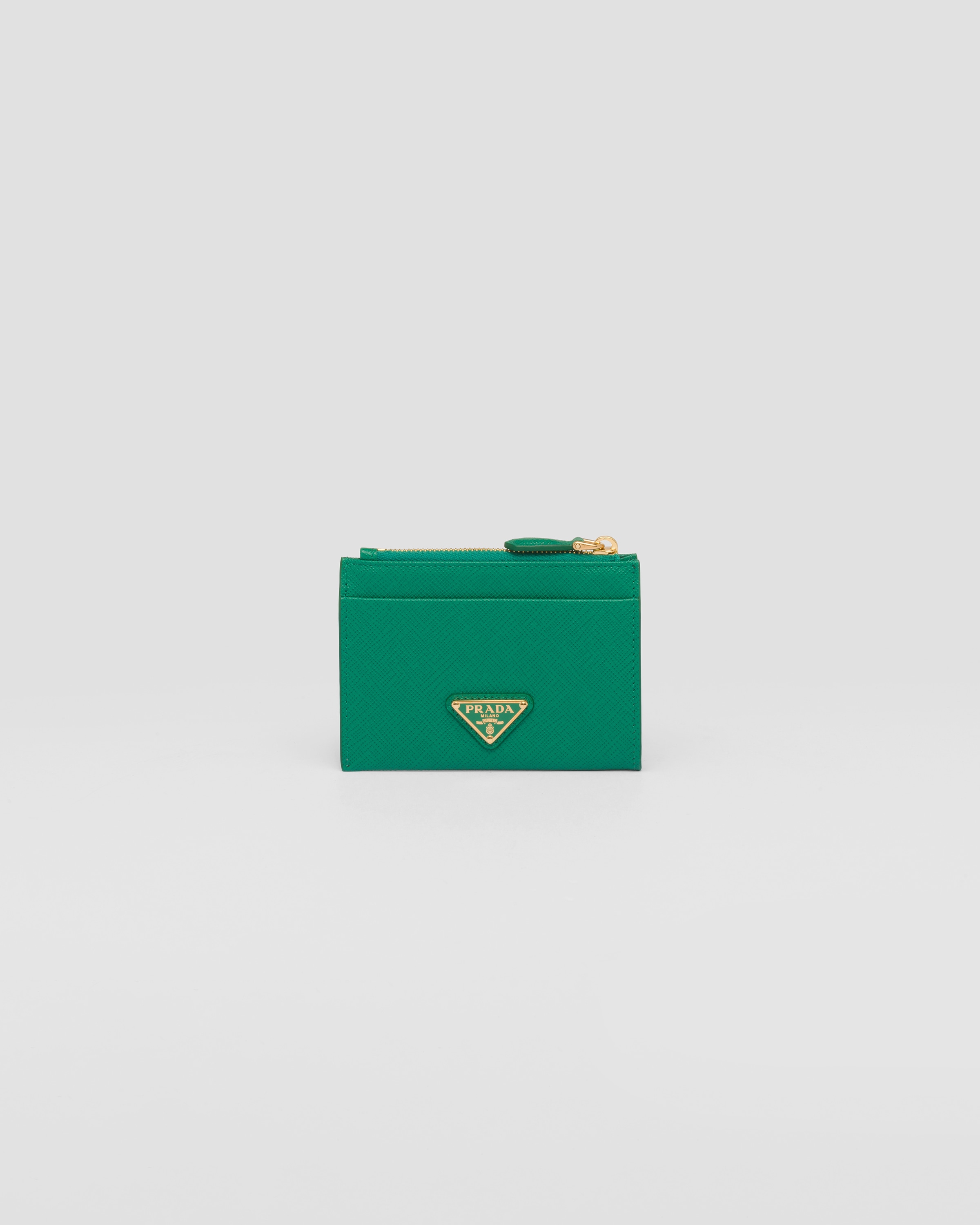 Green Prada Card Holder Loden Green Saffiano Leather Card Holder PRADA