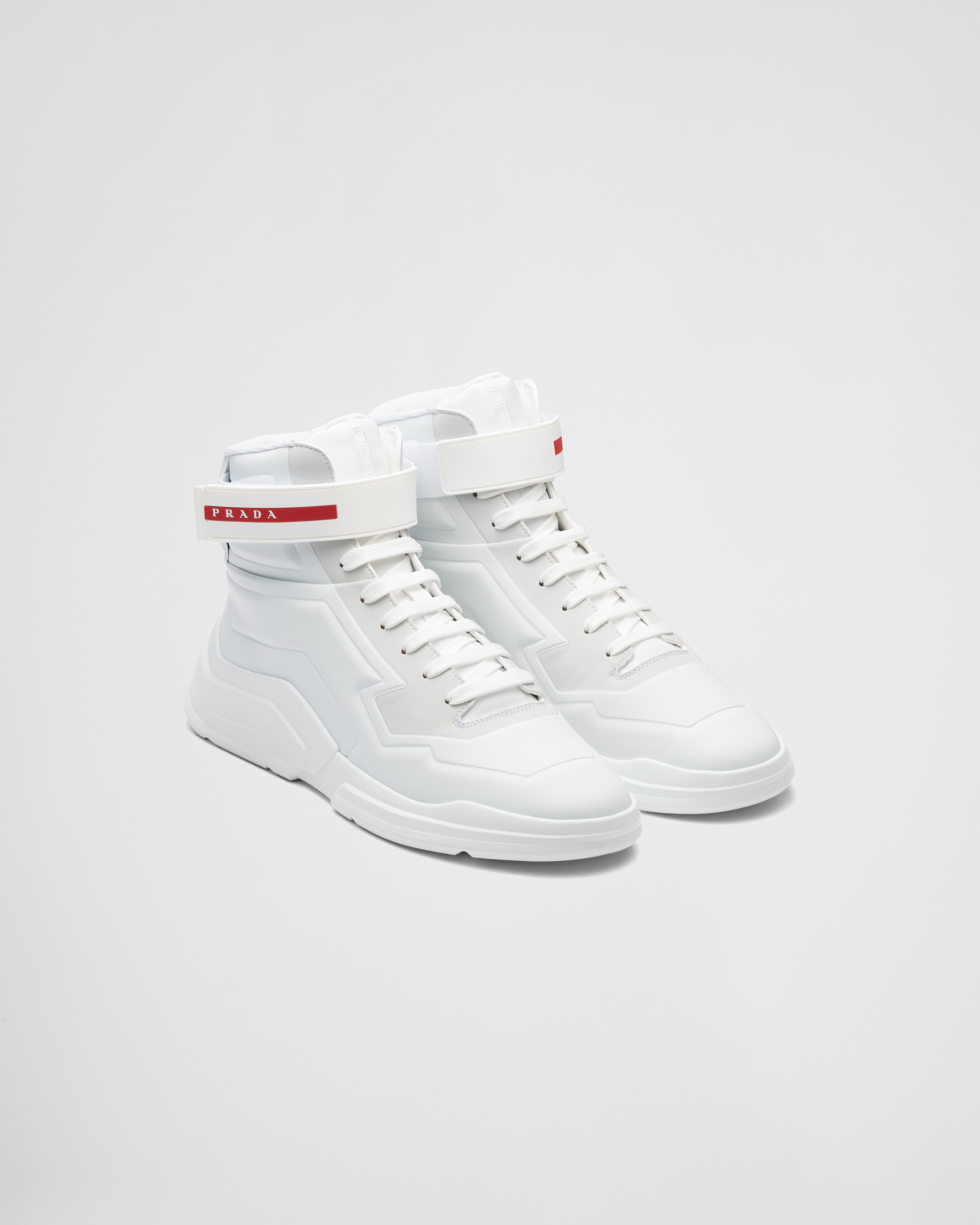 Prada Polarius High-Top Sneakers White Editorialist