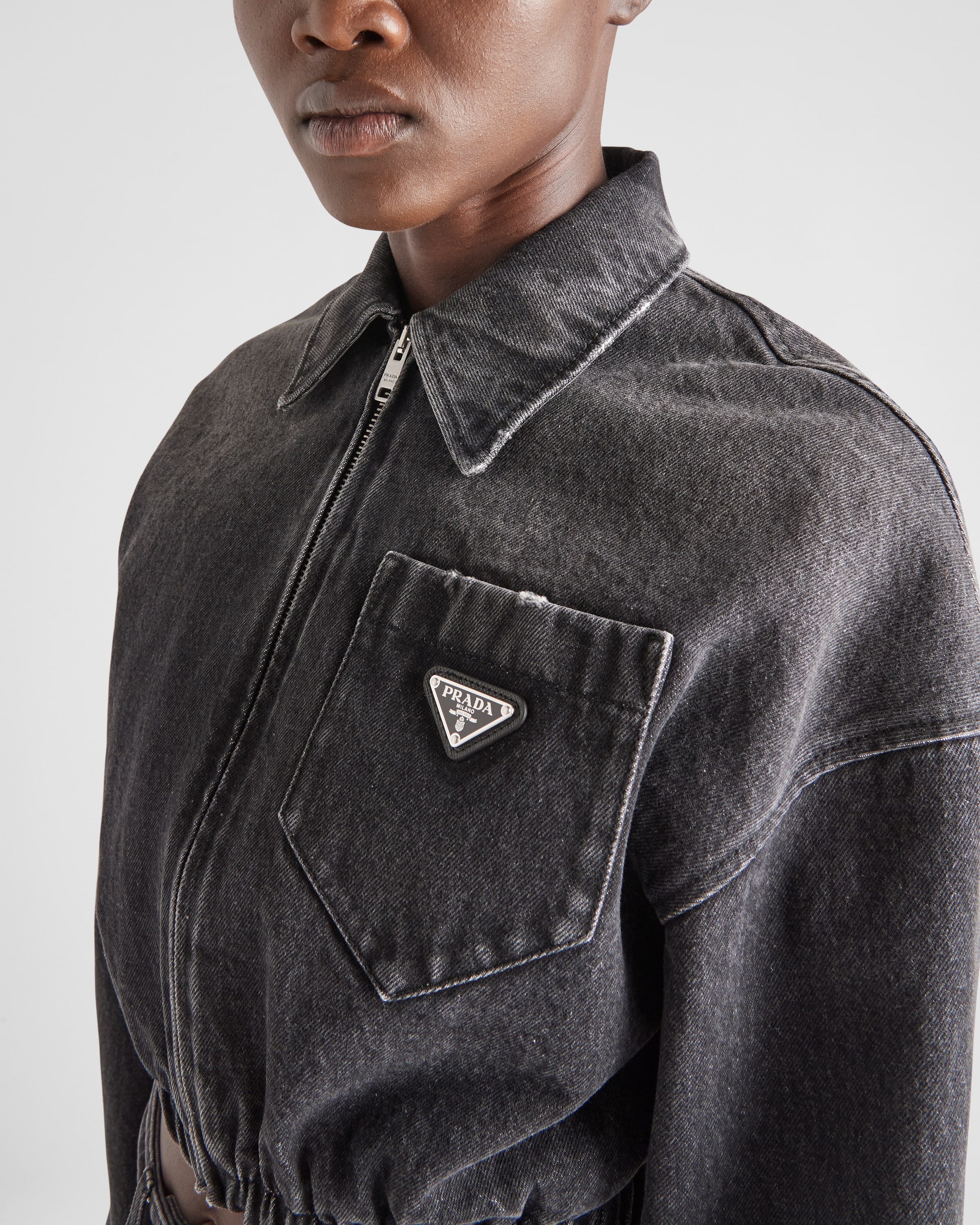 Prada Denim Blouson Jacket - Black | Editorialist