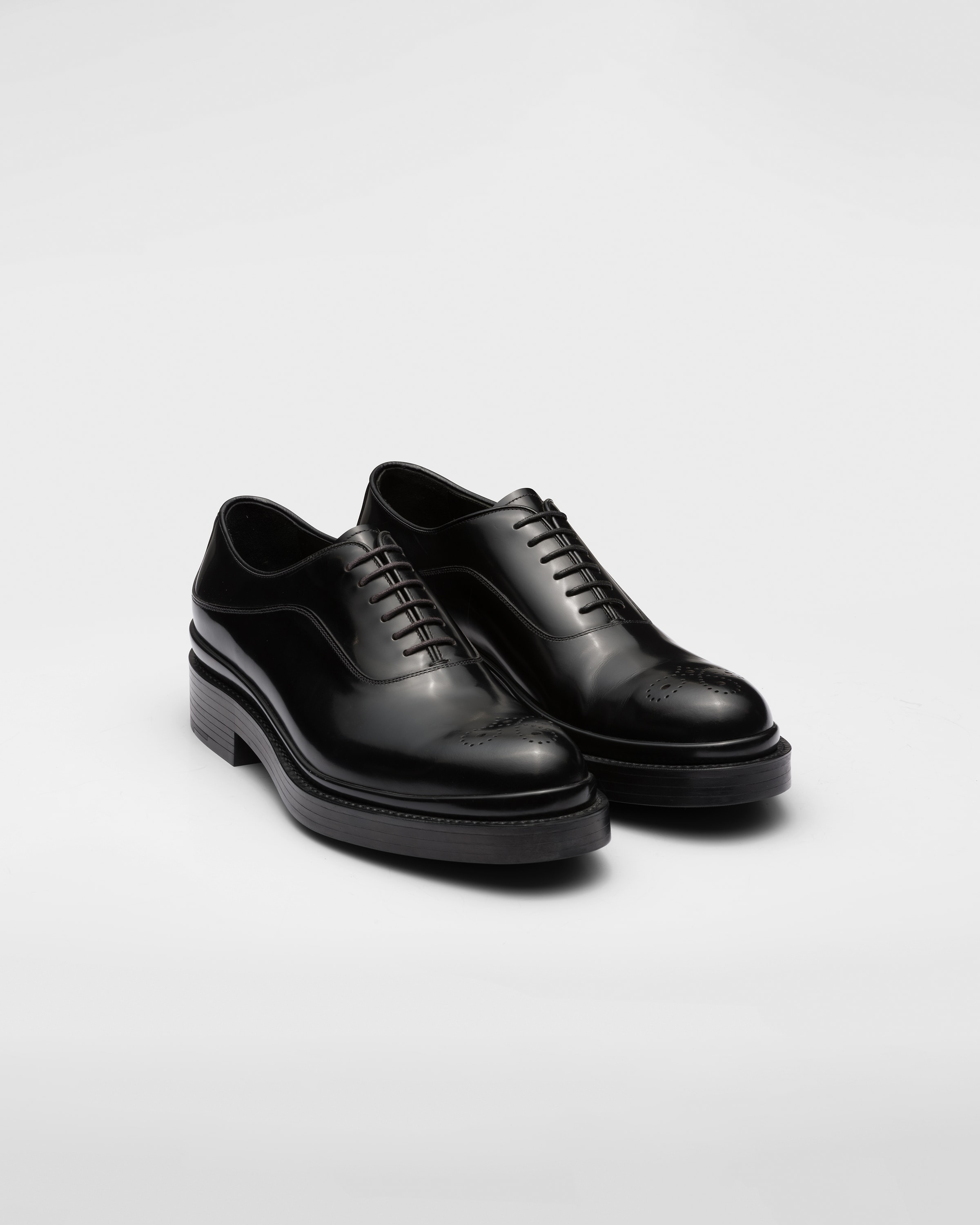 Farfetch Prada Brushed Leather Oxford Shoes Prada Brushed Leather