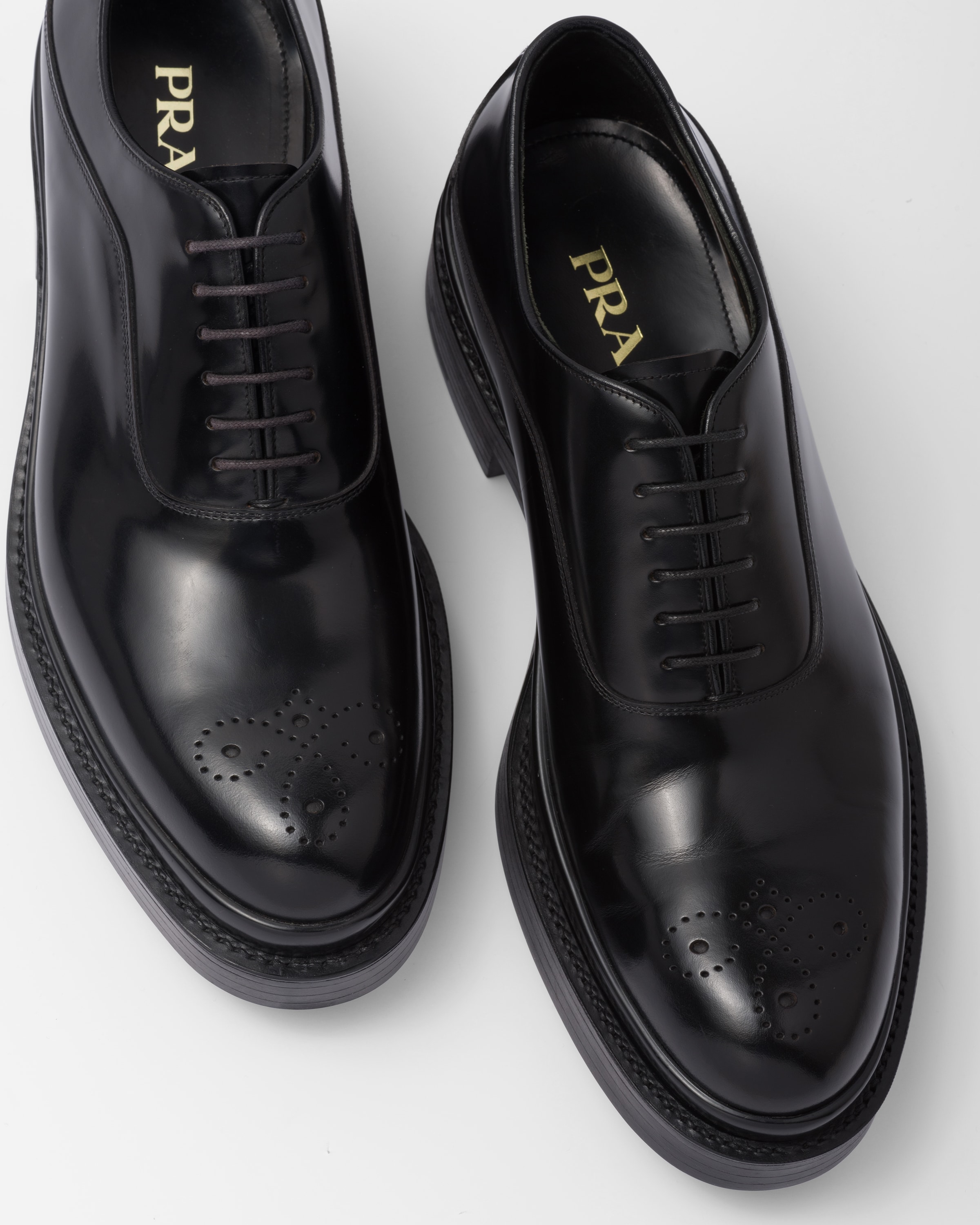 Prada Brushed Leather Oxford Shoes - Black | Editorialist display picture 2