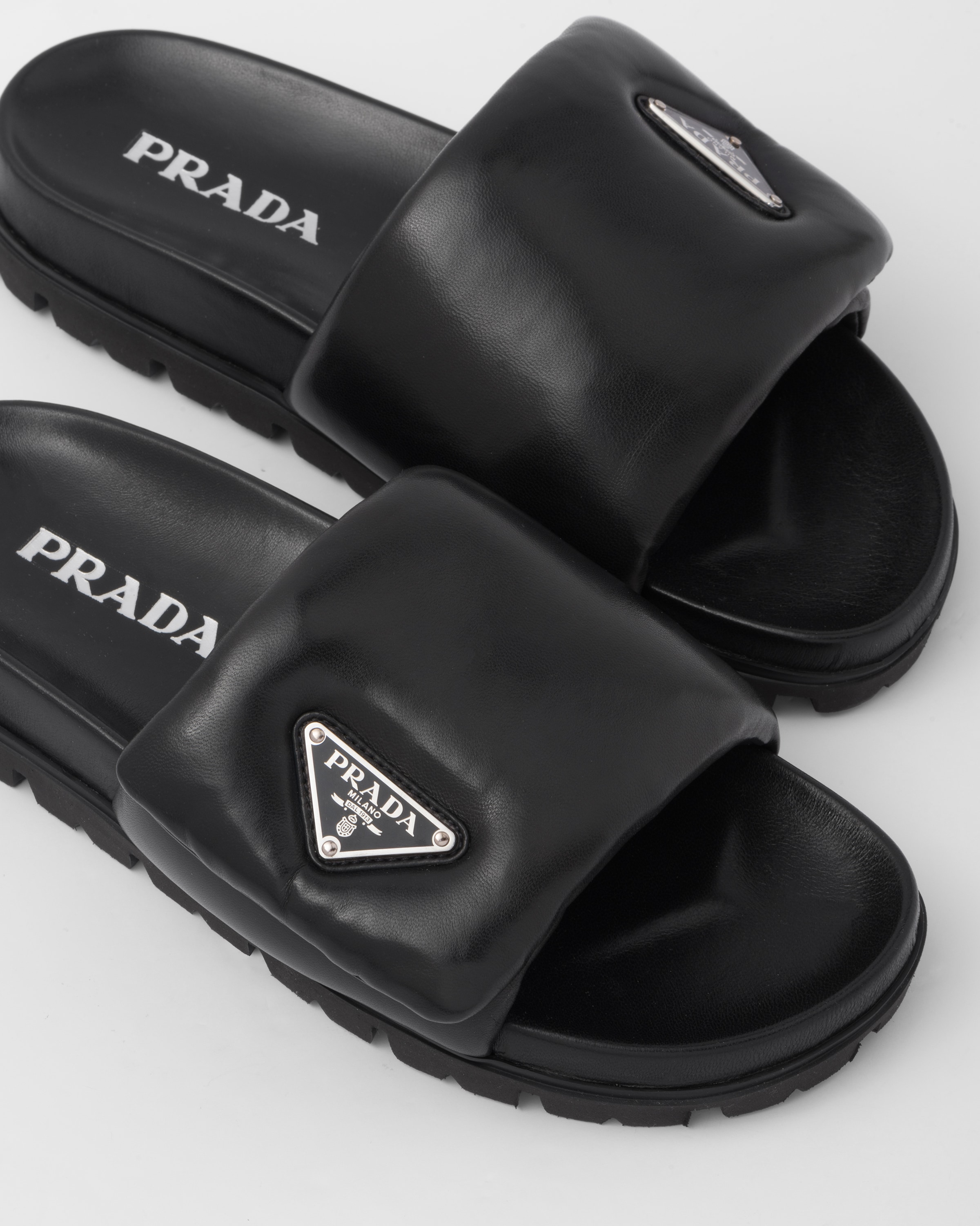 Cross Slides Men's Criss Cross Leather Sandals Prada  display picture 1