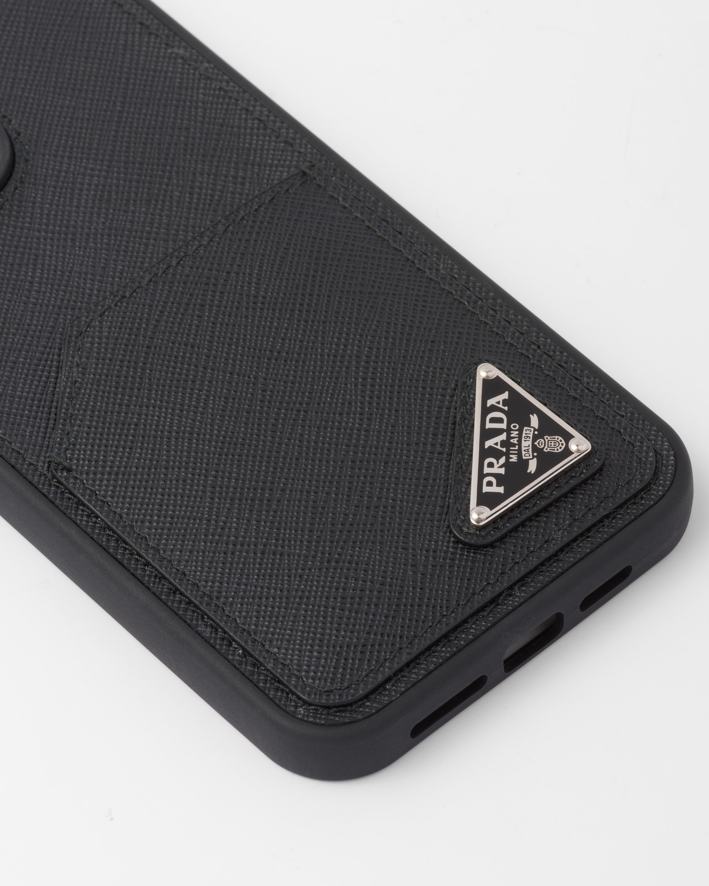 Prada Saffiano Leather Cover For Iphone 14 Pro Max - Black