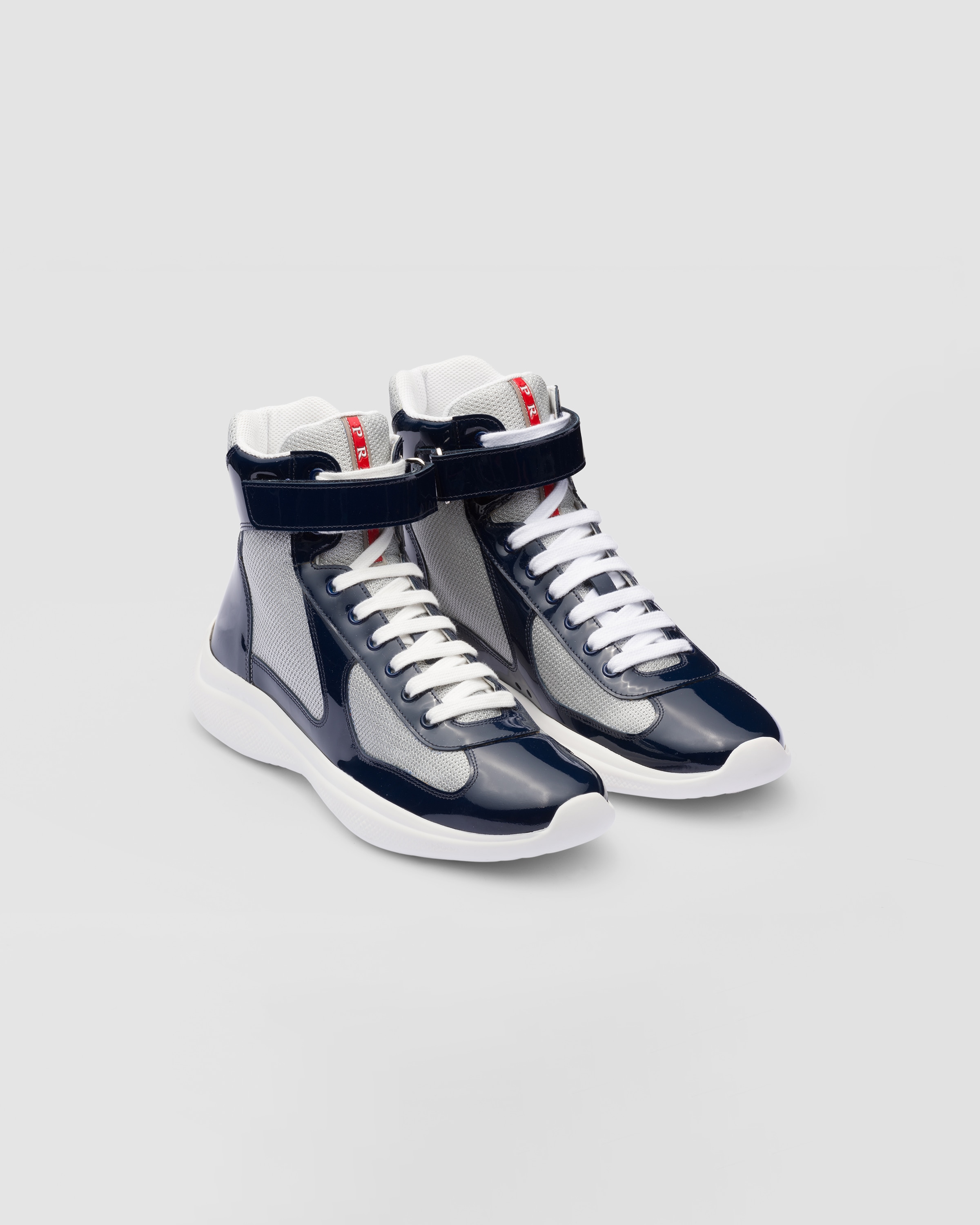 Prada America'S Cup High-Top Sneakers Royal Blue/Silver
