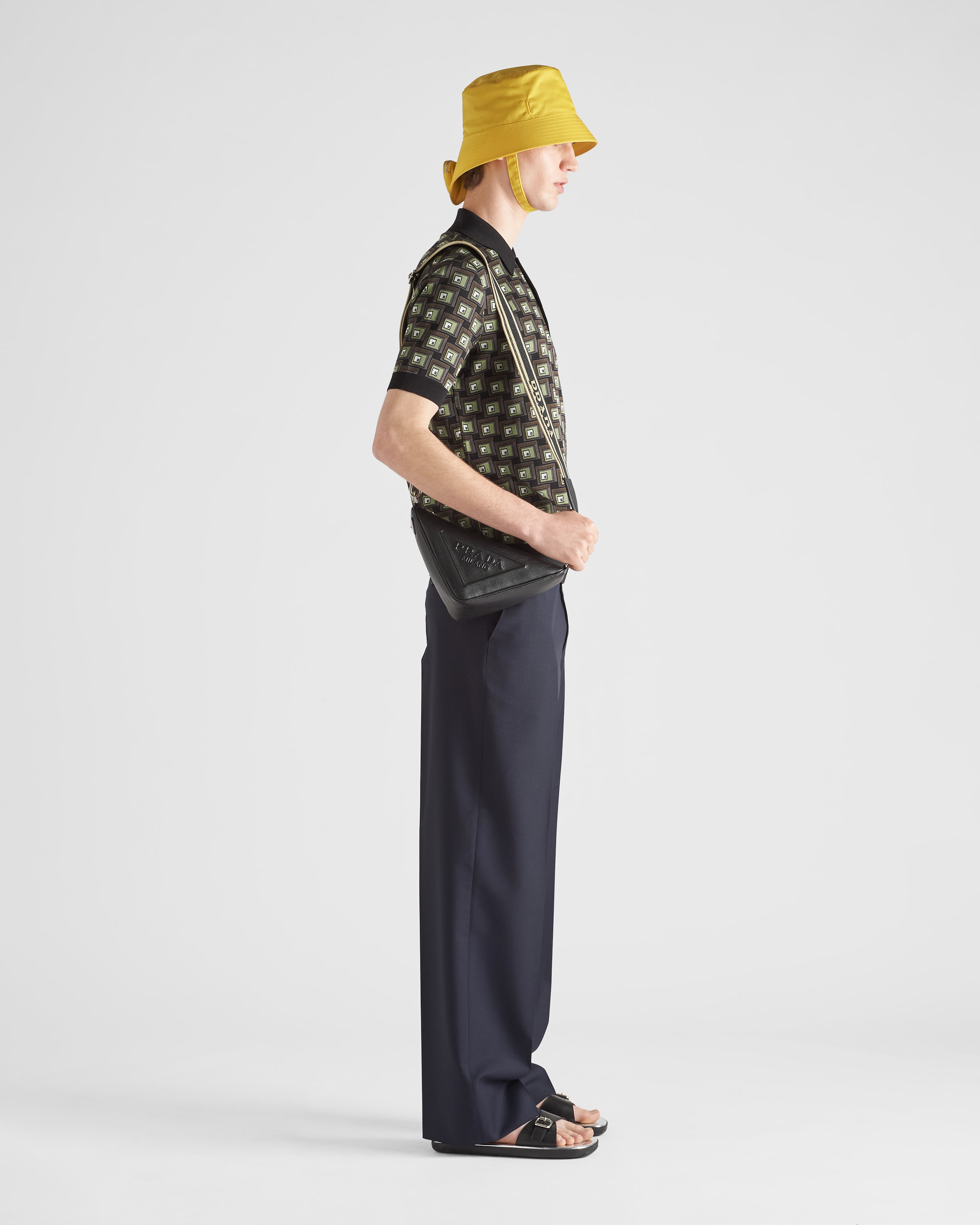 Prada Wool And Mohair Wide Leg Pants - Navy | Editorialist