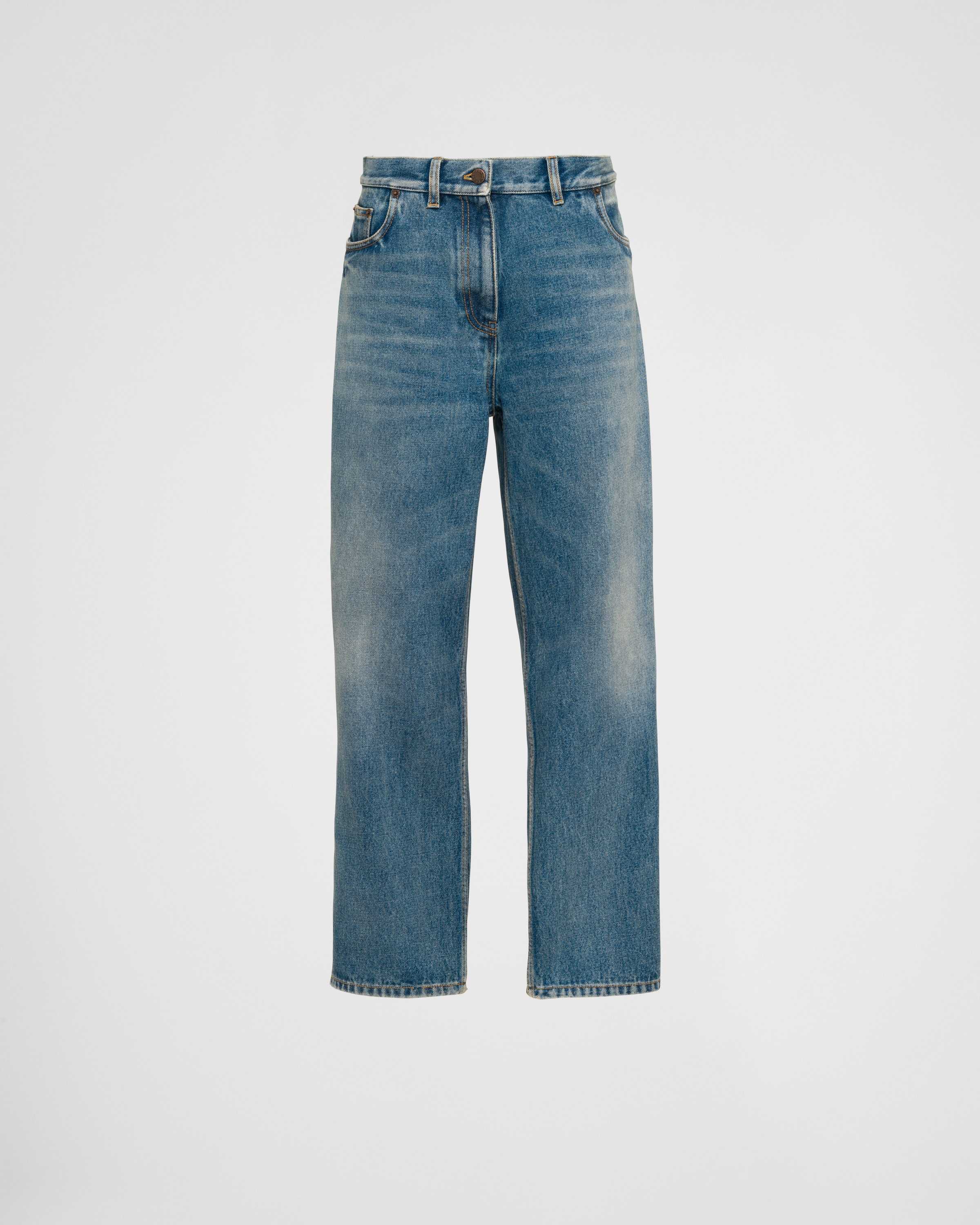 Prada Five-Pocket Bleached Denim Jeans - Sky Blue | Editorialist