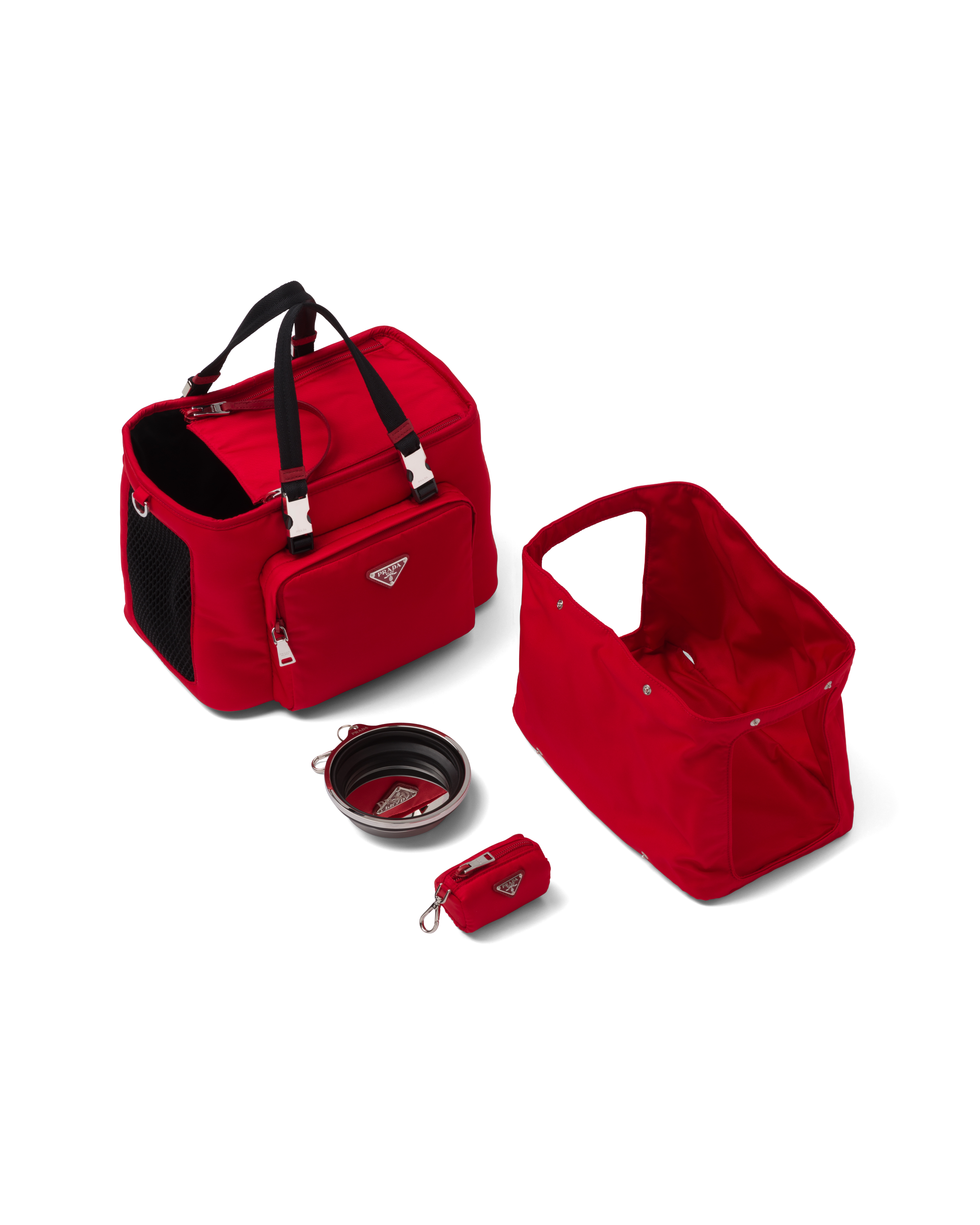 Prada Re-Nylon And Saffiano Leather Pet Carrier - Red | Editorialist