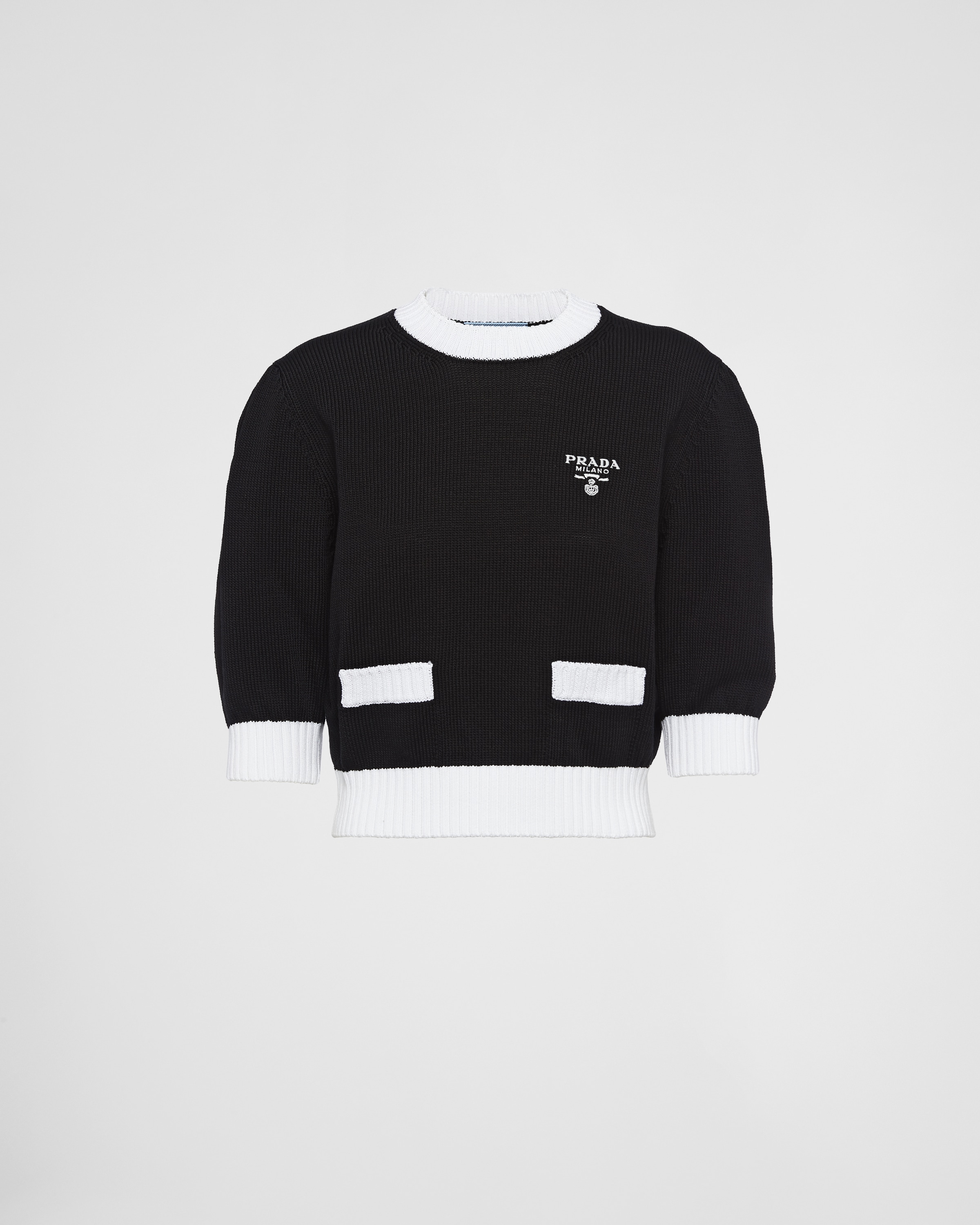Prada Cotton Crew-Neck Sweater - Black | Editorialist