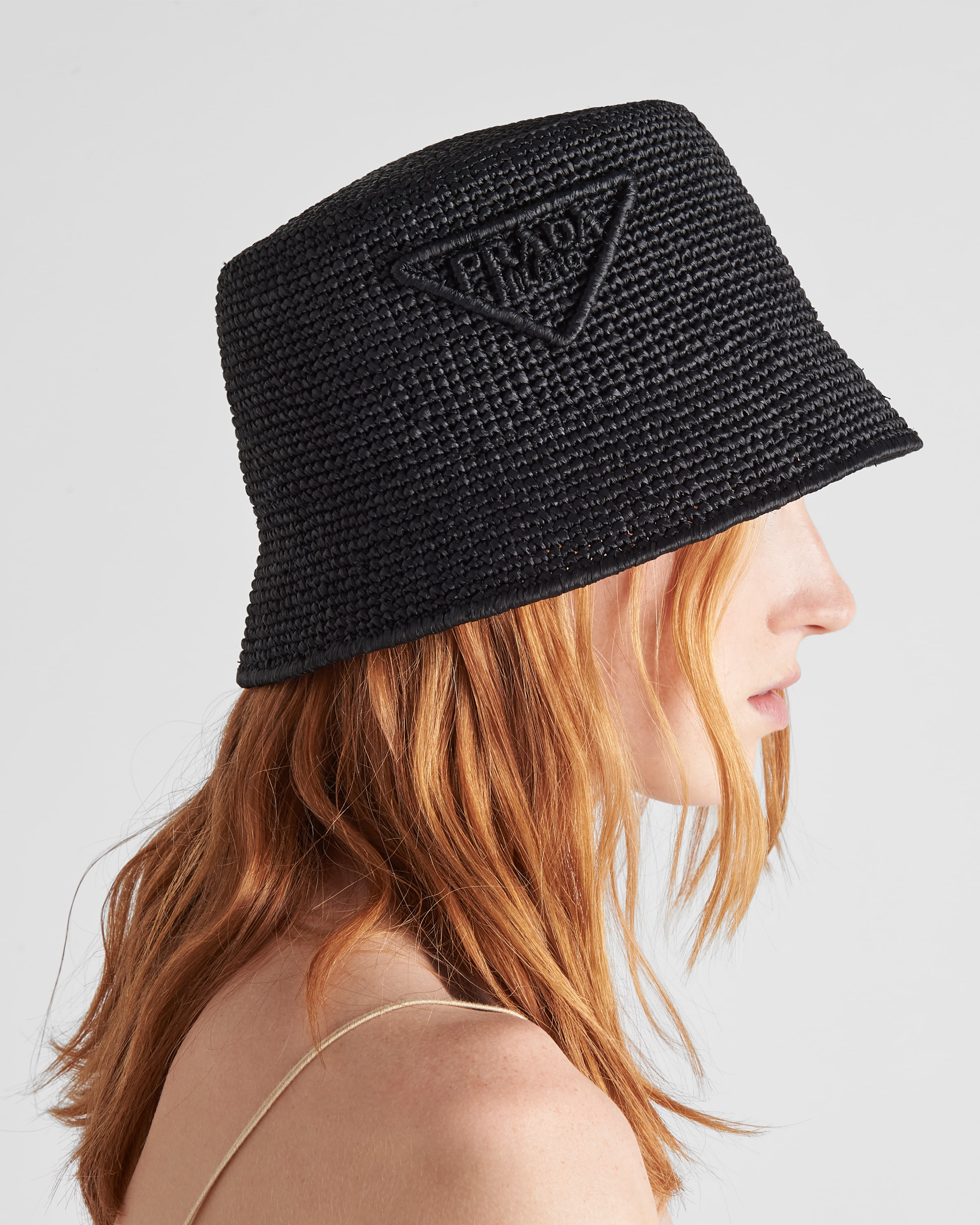 Prada Black Crochet Bucket Hat size M fits like S Black Crochet bucket hat | PRADA - United States main image 3