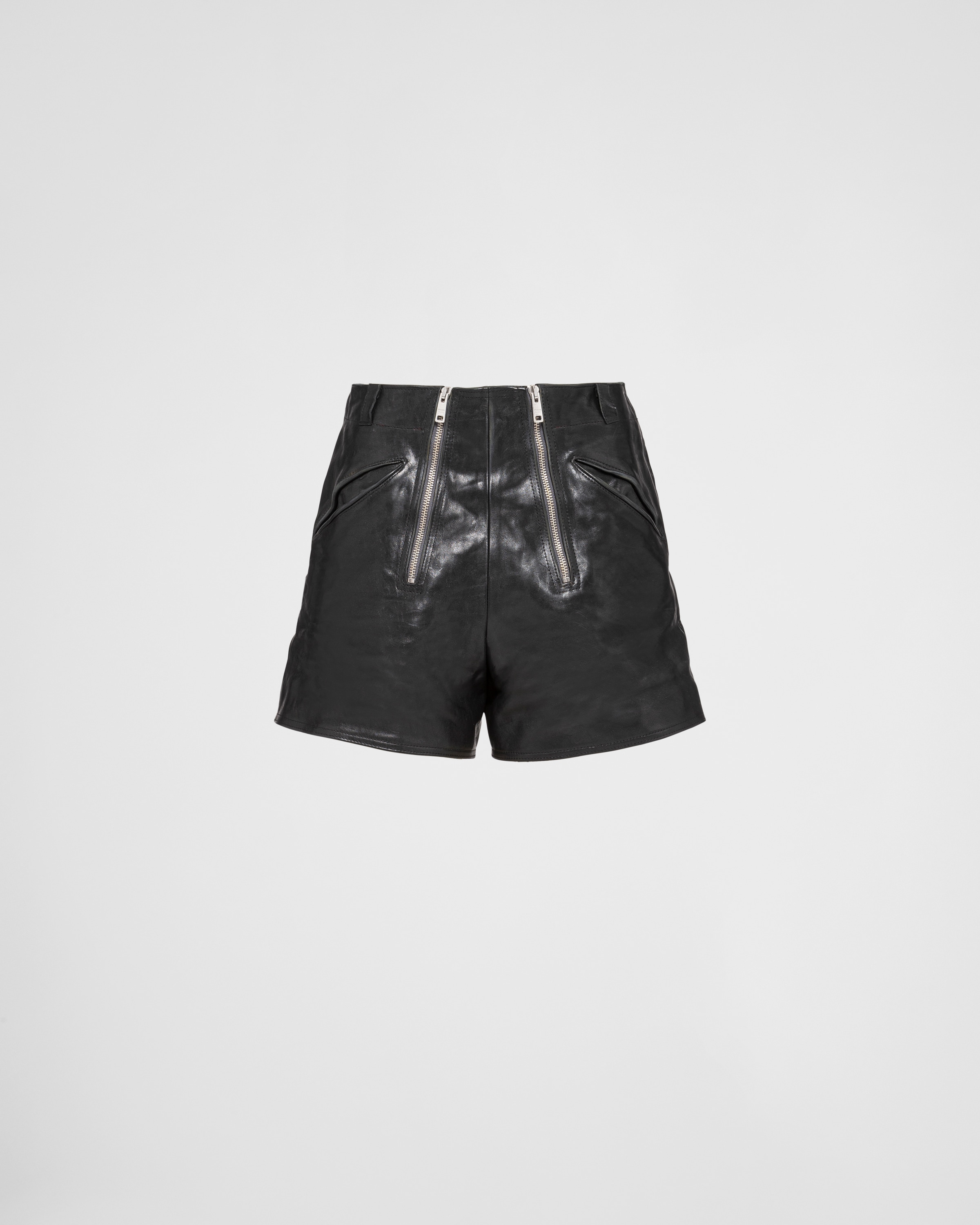 Prada Leather Shorts - Black | Editorialist